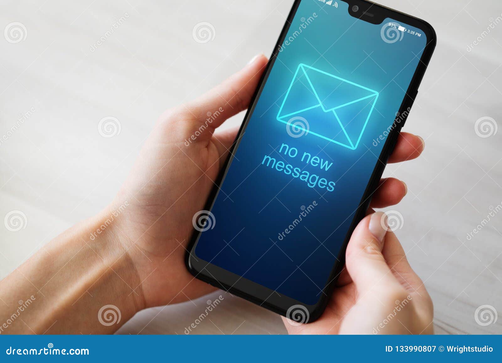 No New Messages Text on Mobile Phone Screen. Stock Image - Image of ...