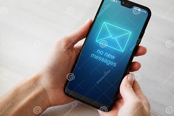 No New Messages Text on Mobile Phone Screen. Stock Image - Image of ...