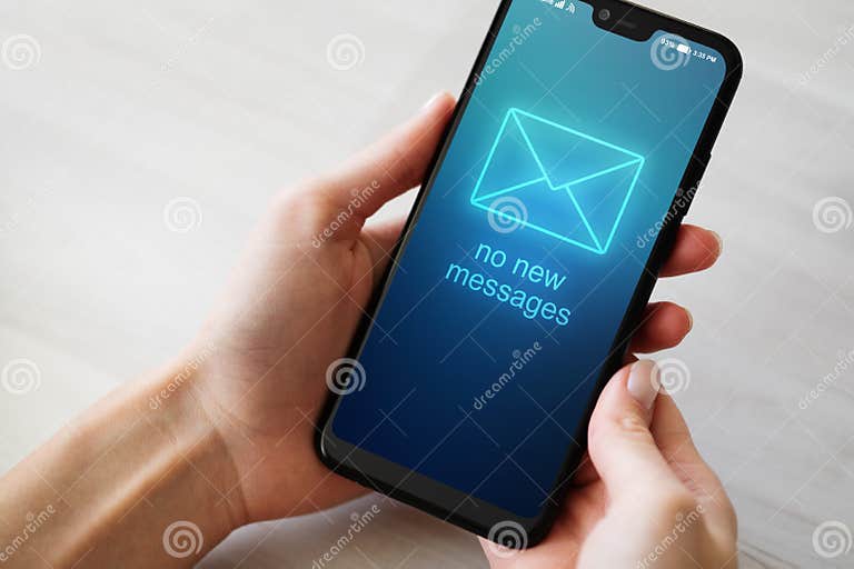 No New Messages Text on Mobile Phone Screen. Stock Image - Image of ...