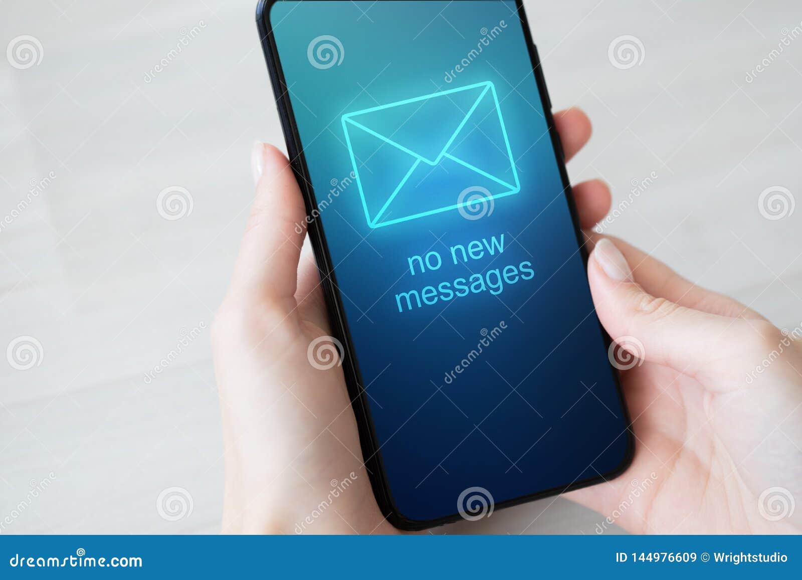 No New Messages Text on Mobile Phone Screen. Stock Image - Image of ...
