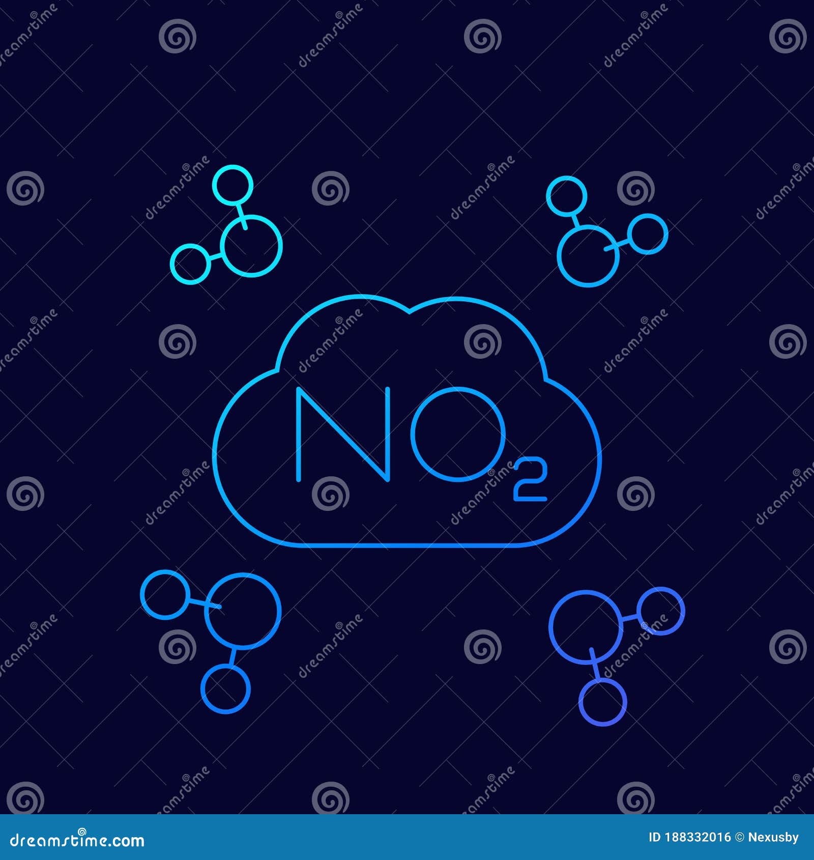 NO2, Nitrogen Dioxide Molecule, Linear Vector Illustration ...
