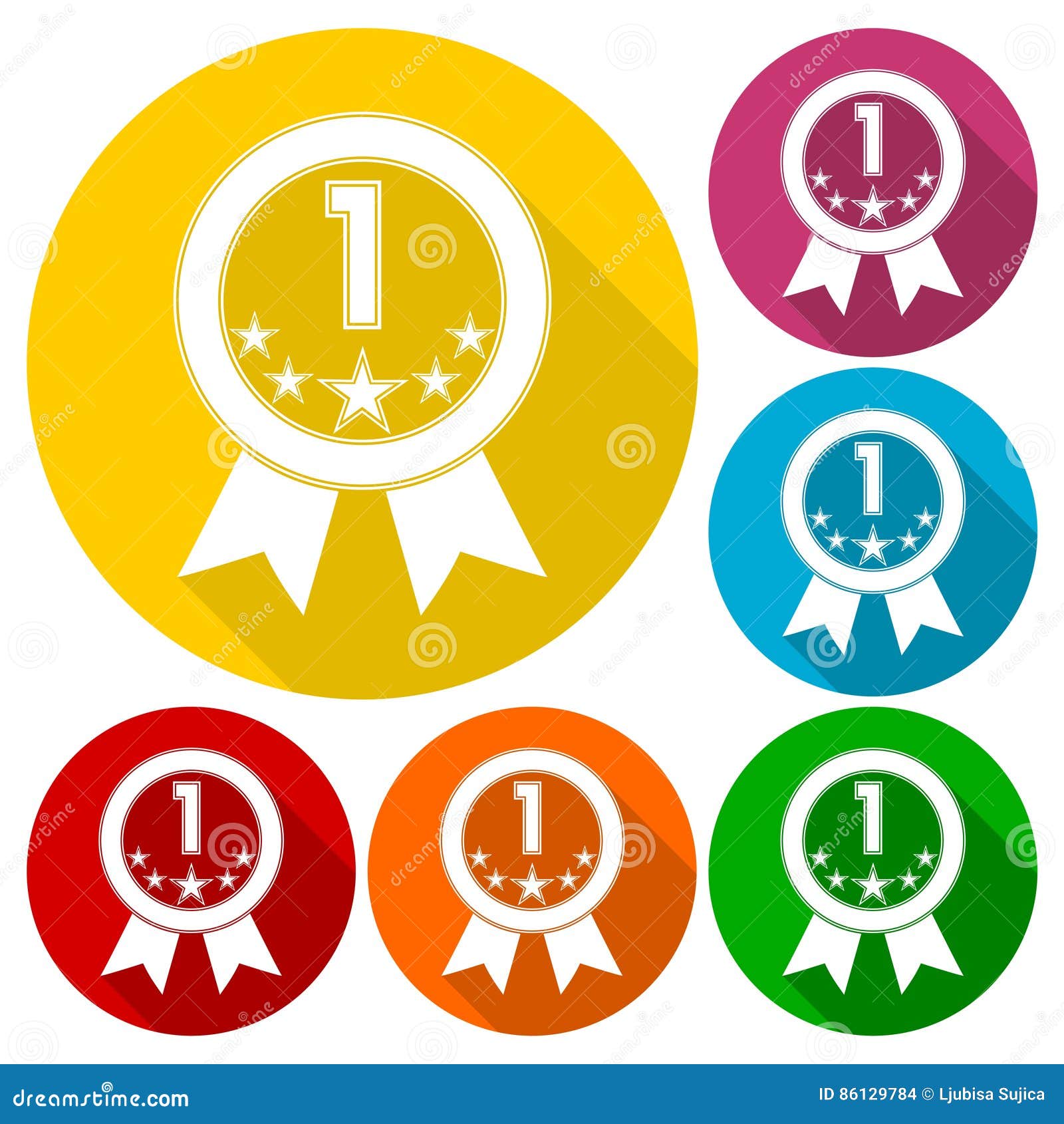 No 1 Number Icons Set with Long Shadow Stock Illustration ...