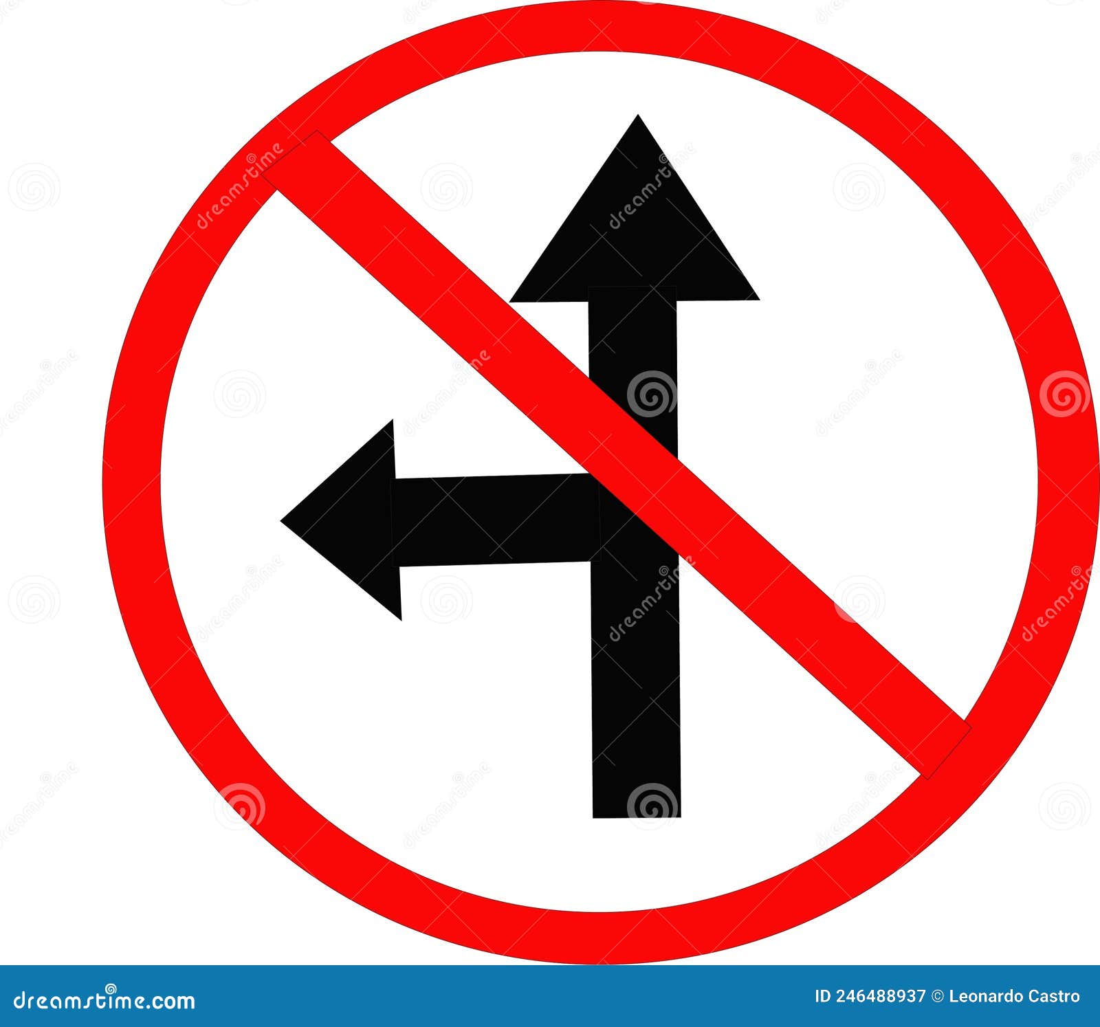 No One Way or Left Turn Sign Stock Illustration - Illustration of left ...