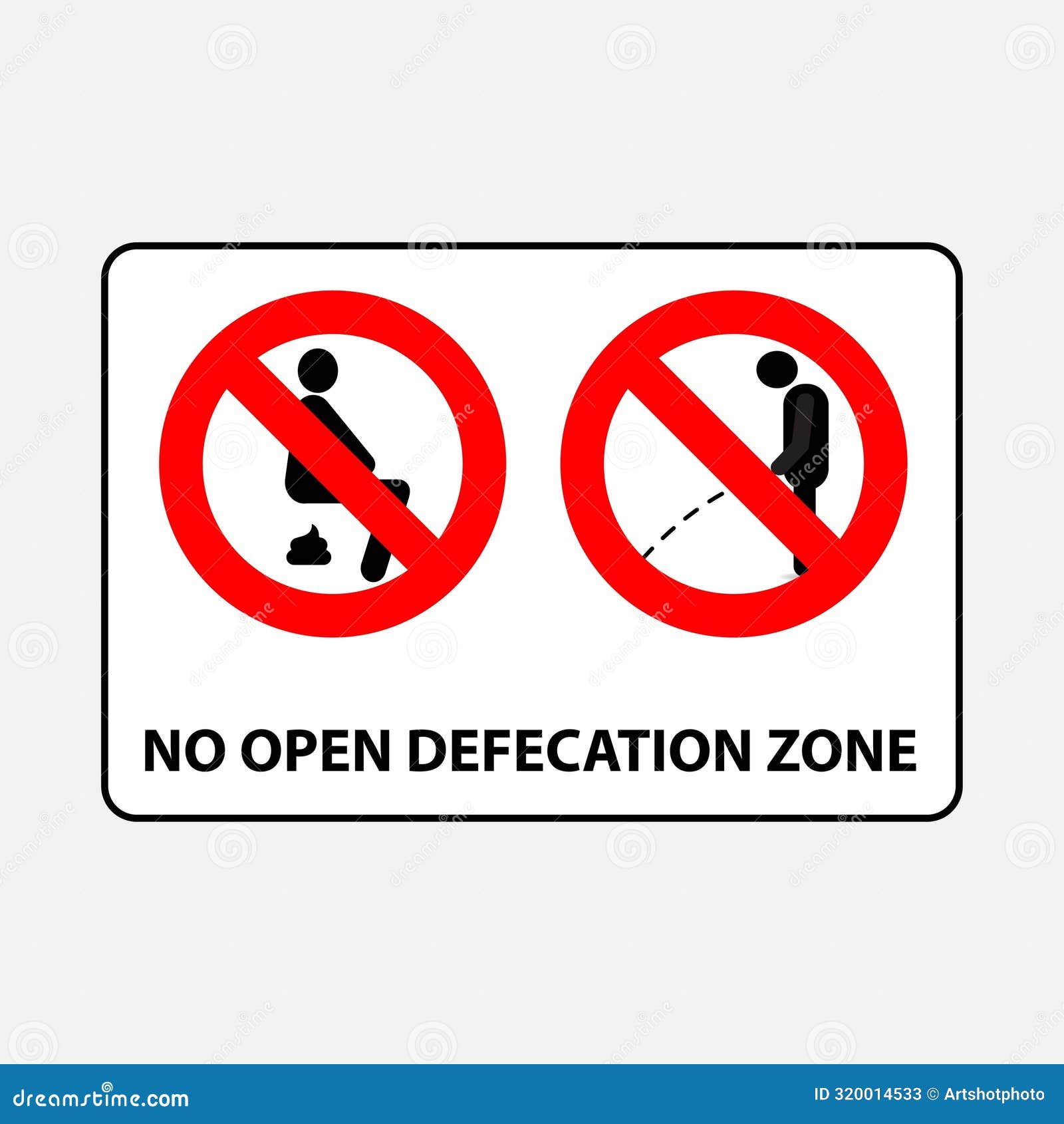 No Open Defecation Zone Banner with Two Prohibition Icons and Text ...