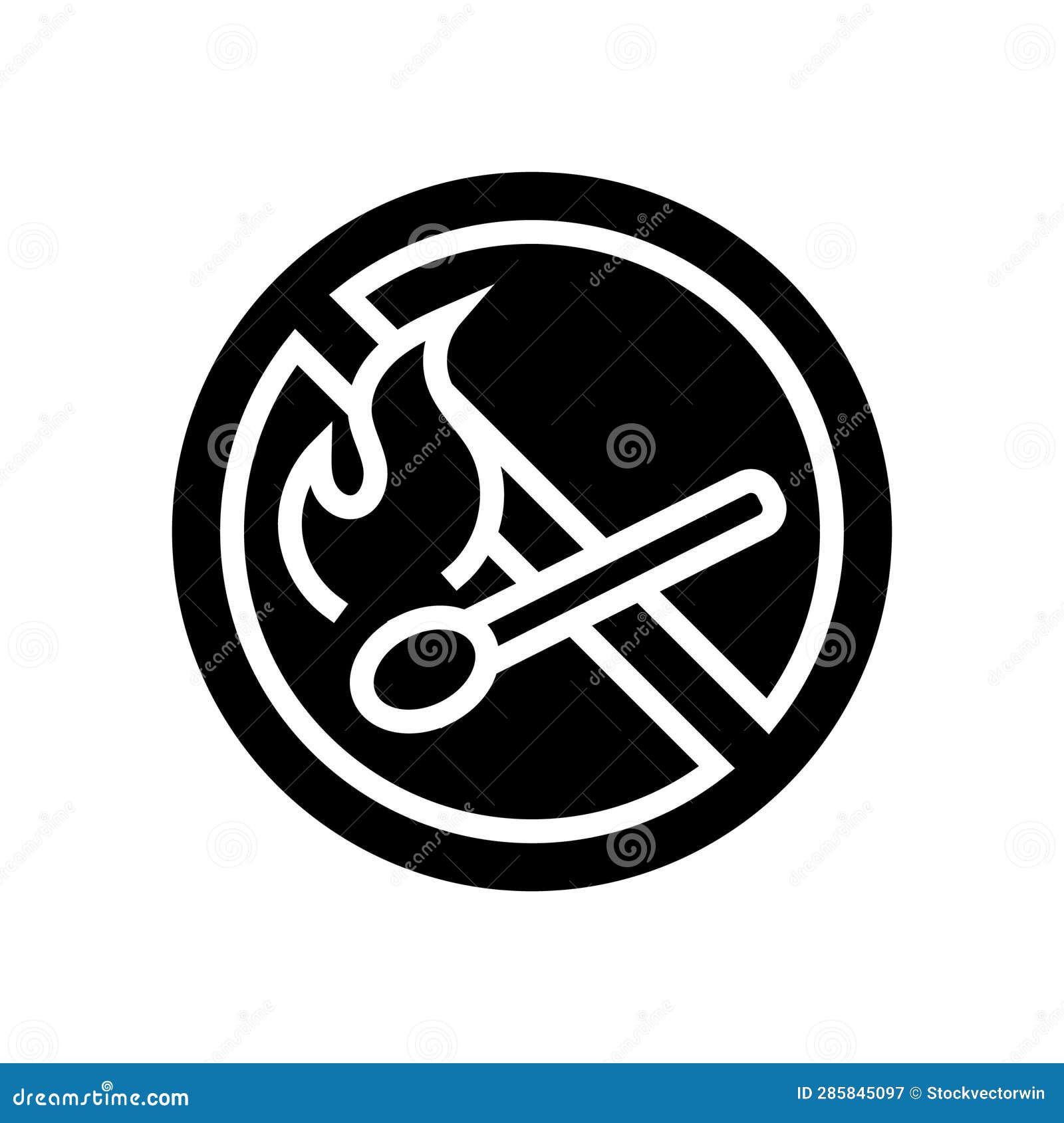 No Open Fire Flame Emergency Glyph Icon Vector Illustration Stock ...