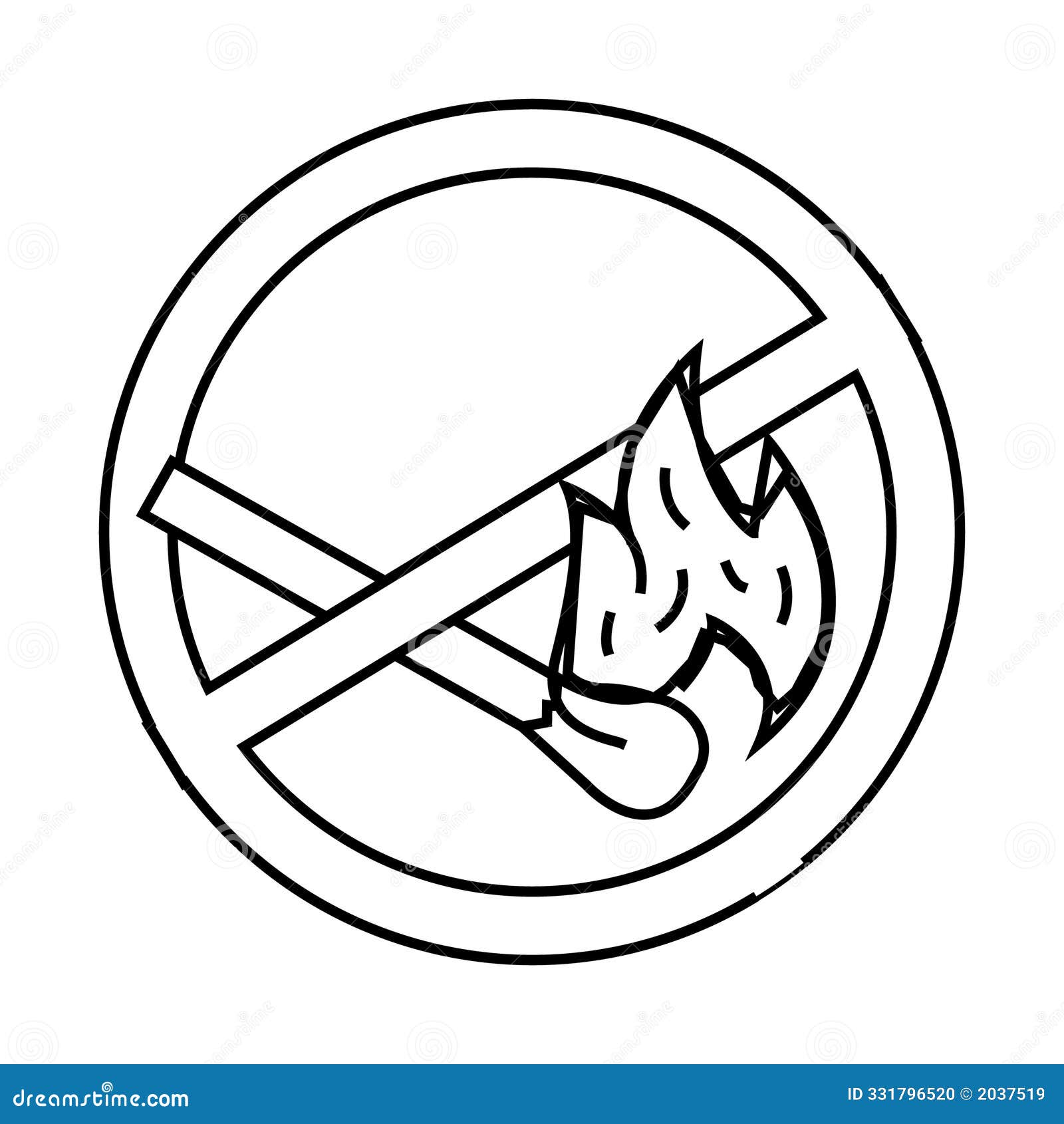 No Open Fire Lighted Match Emergency Line Icon Vector Illustration ...