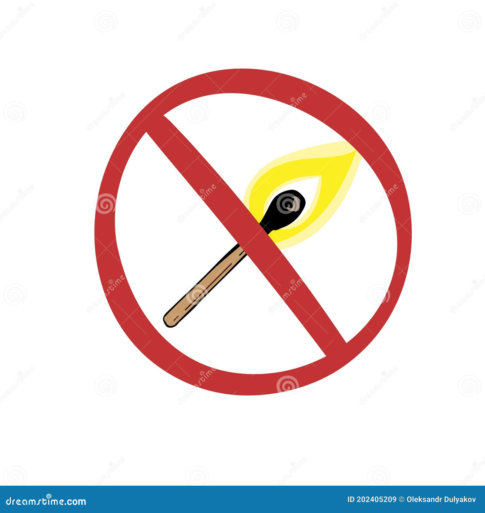 No Open Fire Sign. Match Vector . Hand Drawing, Prohibition Sign Stock ...
