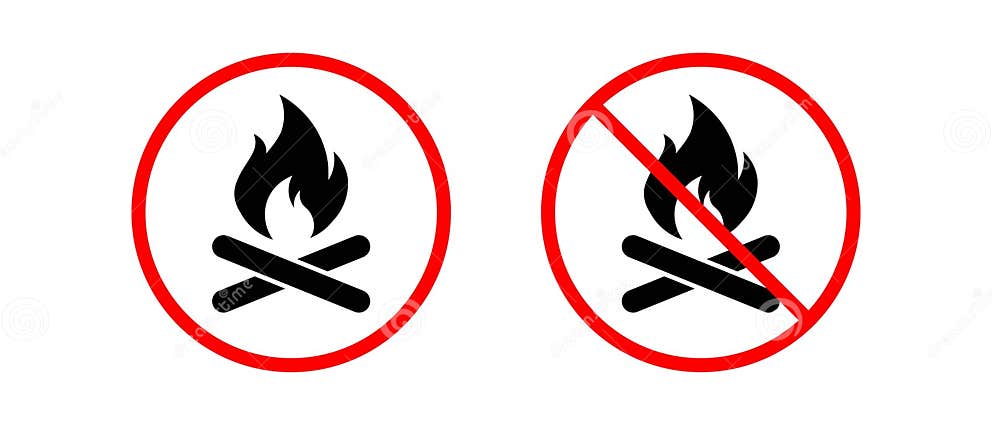 No Open Fire Vector Icon Set. No Campfire Stock Illustration ...
