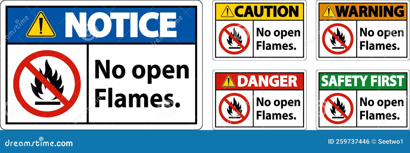No Open Flames Label Sign on White Background Stock Vector ...