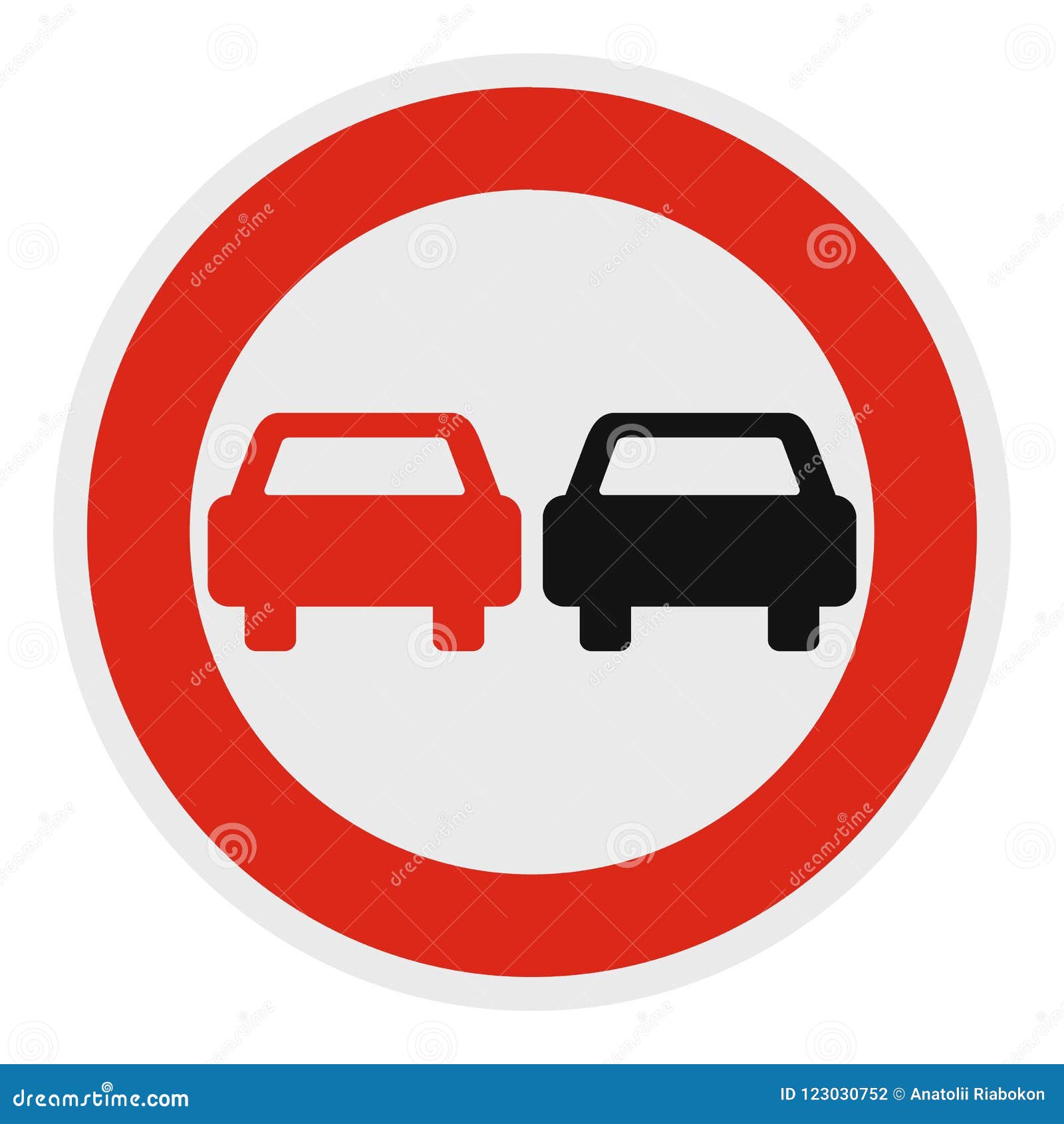 No Overtaking Icon, Flat Style. Stock Illustration - Illustration of ...