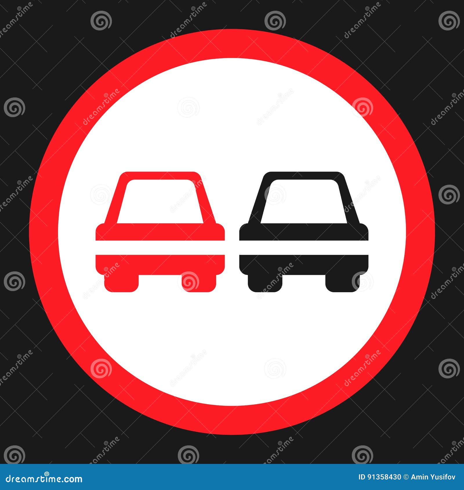 Overtaking Prohibited Sign Isolated On White - Road Safety - Depasirea ...