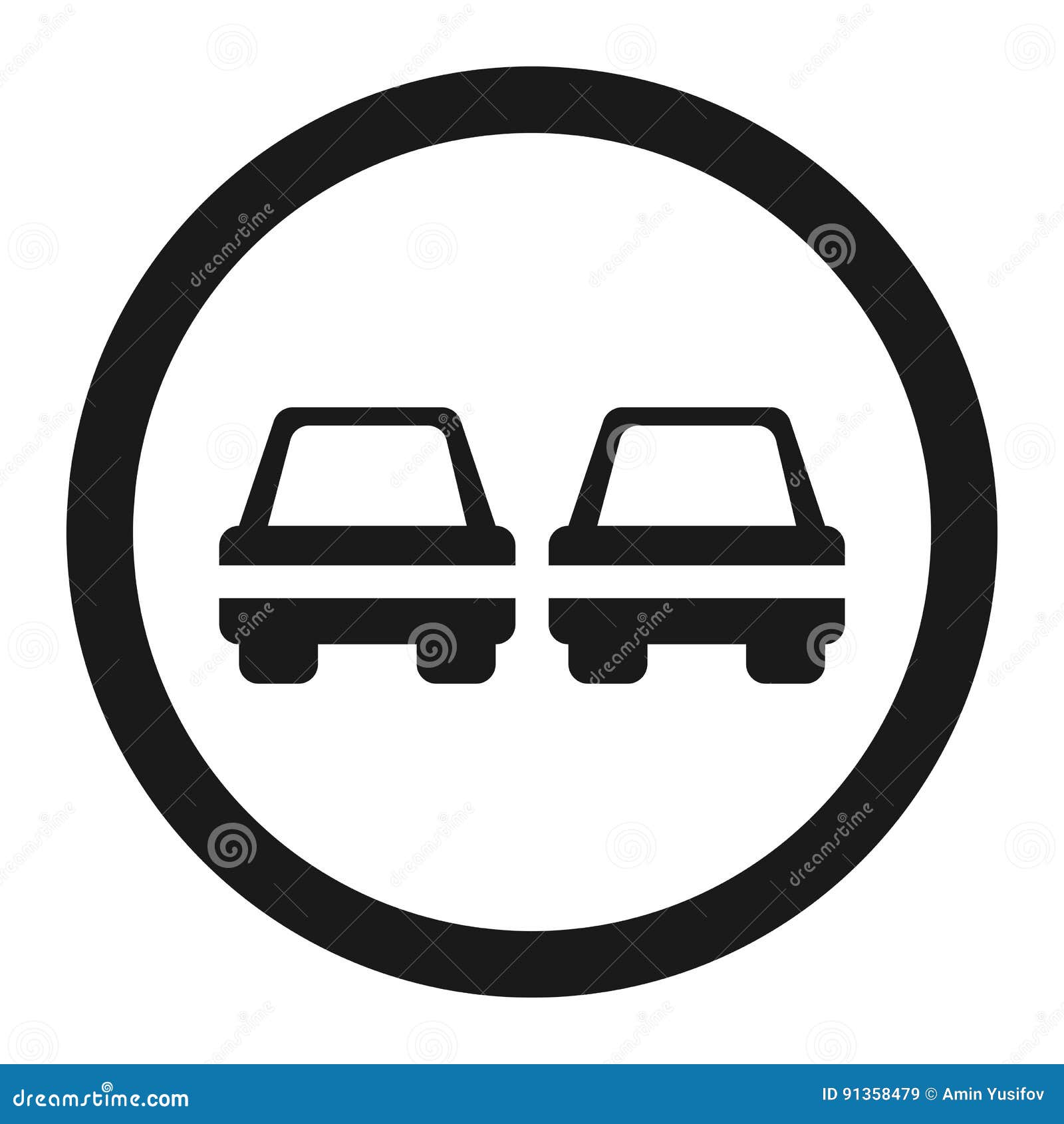 Prohibited Overtake Traffic Signage Vector Illustration | CartoonDealer ...