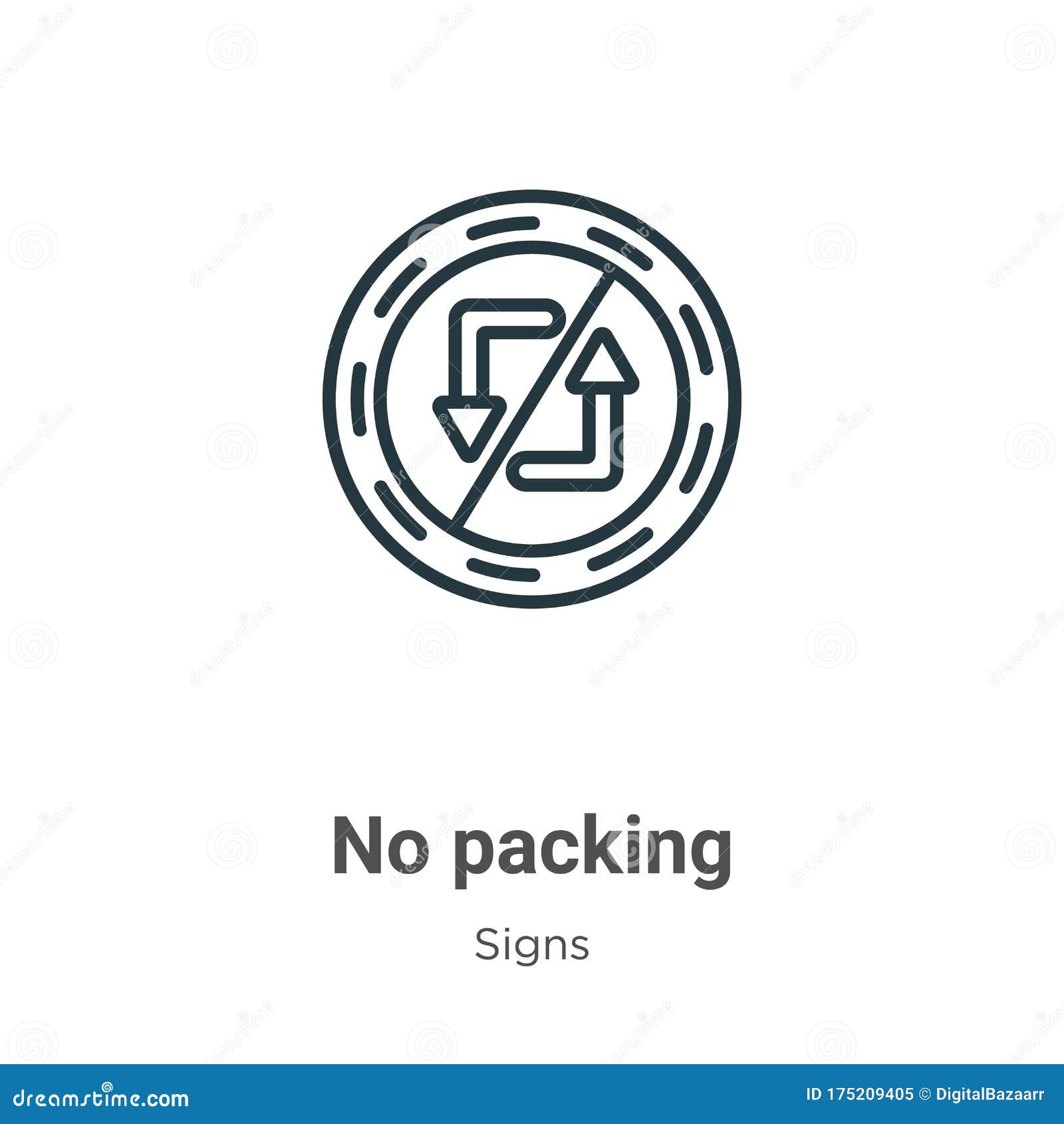 No Packing Outline Vector Icon. Thin Line Black No Packing Icon, Flat ...