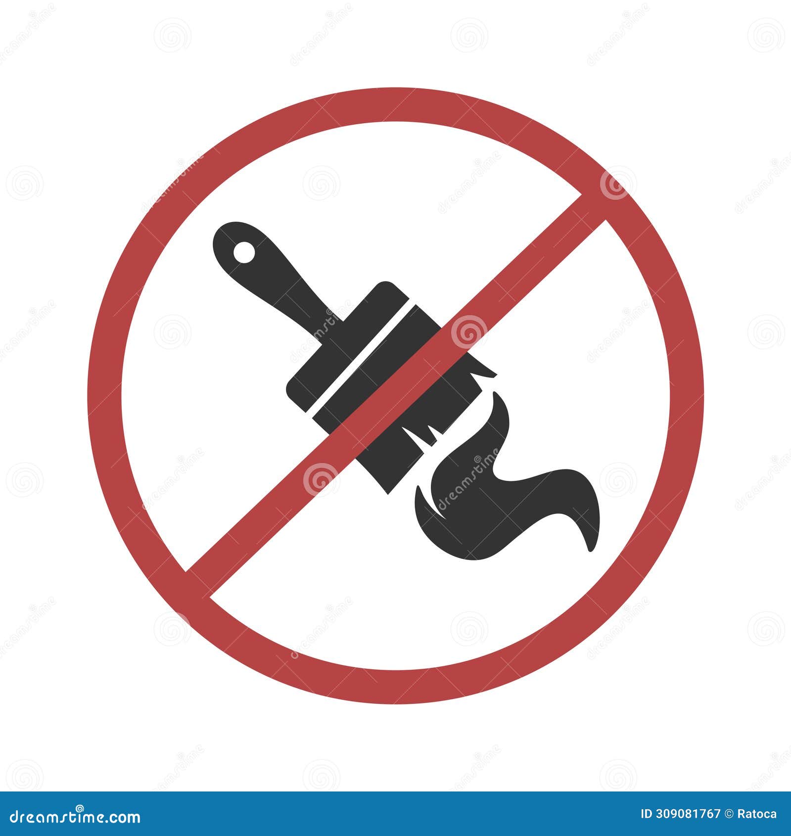 No paint sign stock vector. Illustration of brush, vector - 309081767