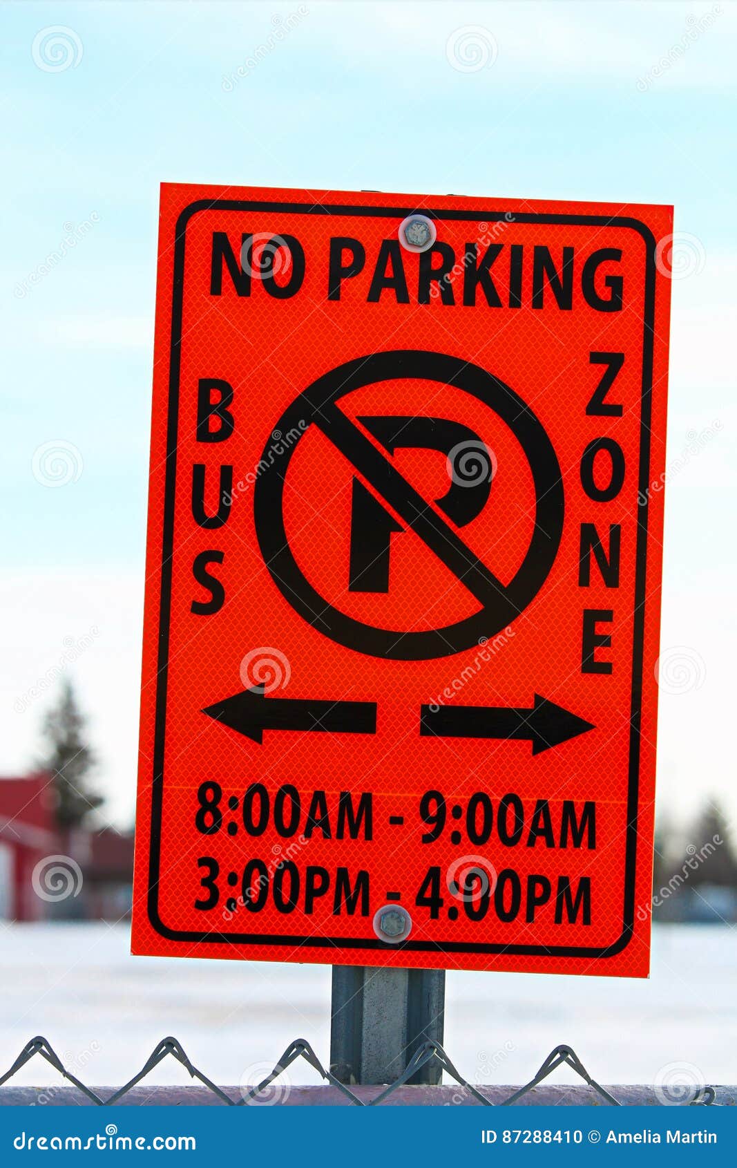 No Parking in Bus School Zone Sign with Applicable Hours Stock Photo ...