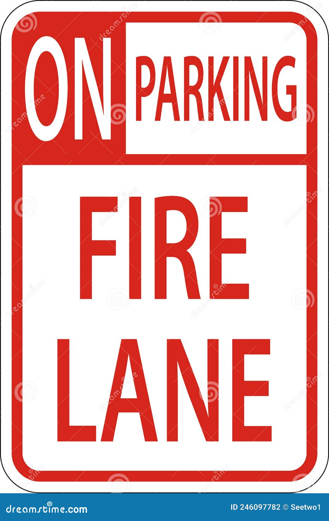 Fire Lane No Parking Or Standing Sign On White Background Vector ...