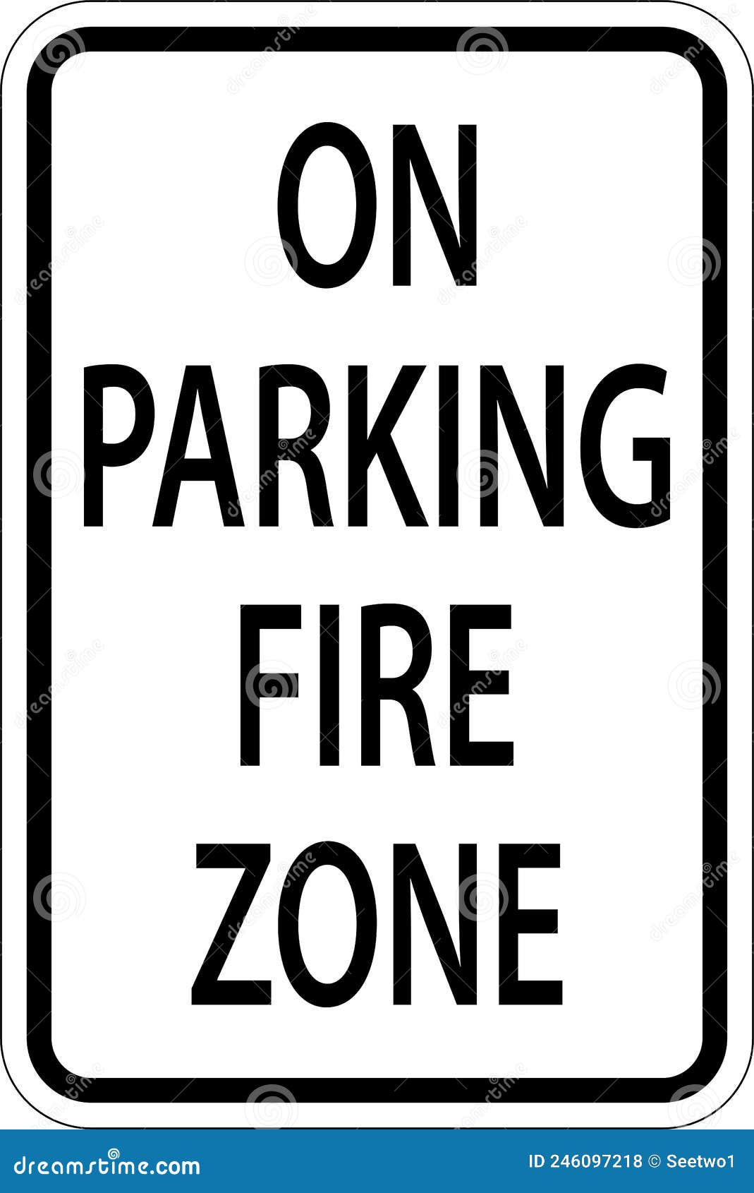 No Parking Fire Zone Sign on White Background Stock Vector ...