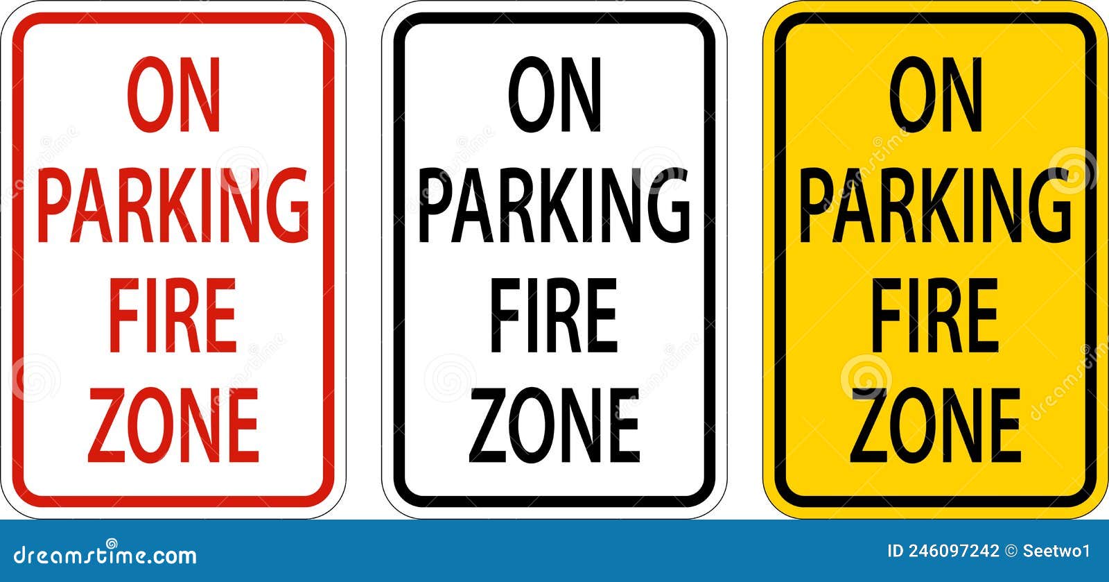 No Parking Fire Zone Sign on White Background Stock Vector ...