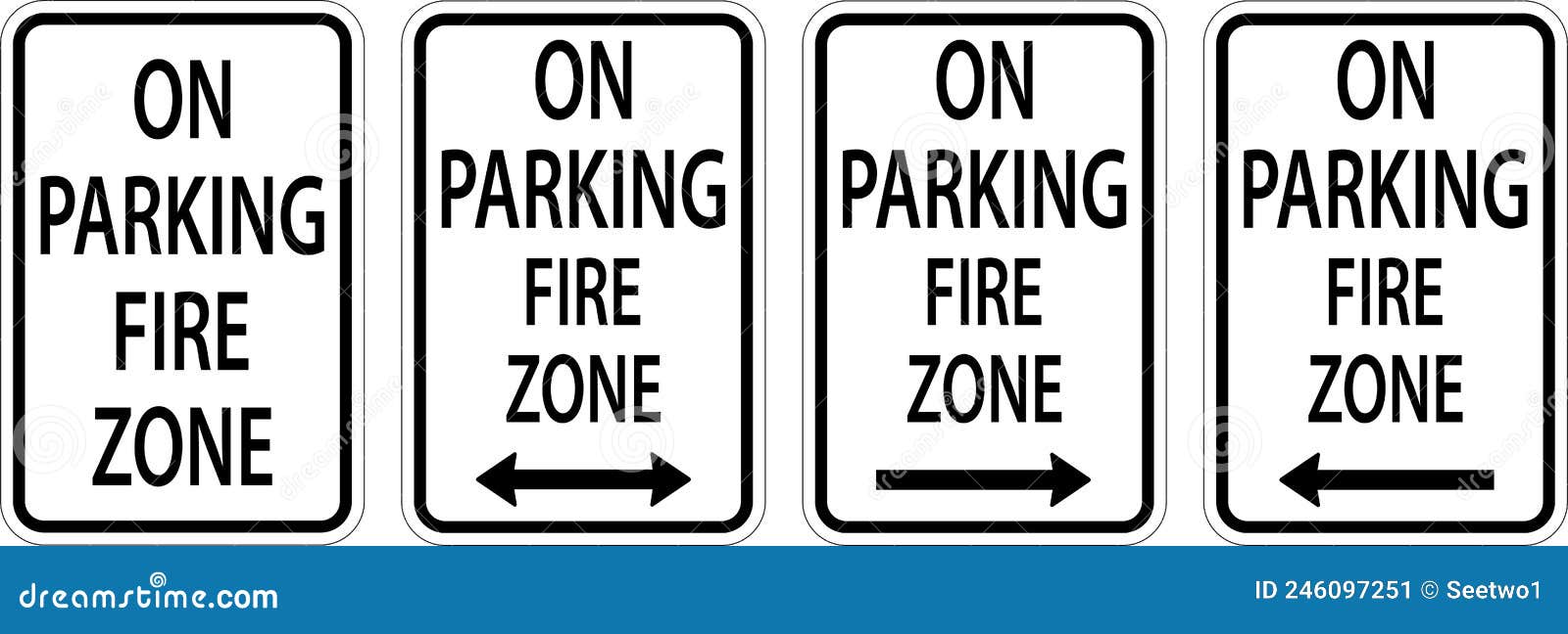No Parking Fire Zone Sign on White Background Stock Vector ...