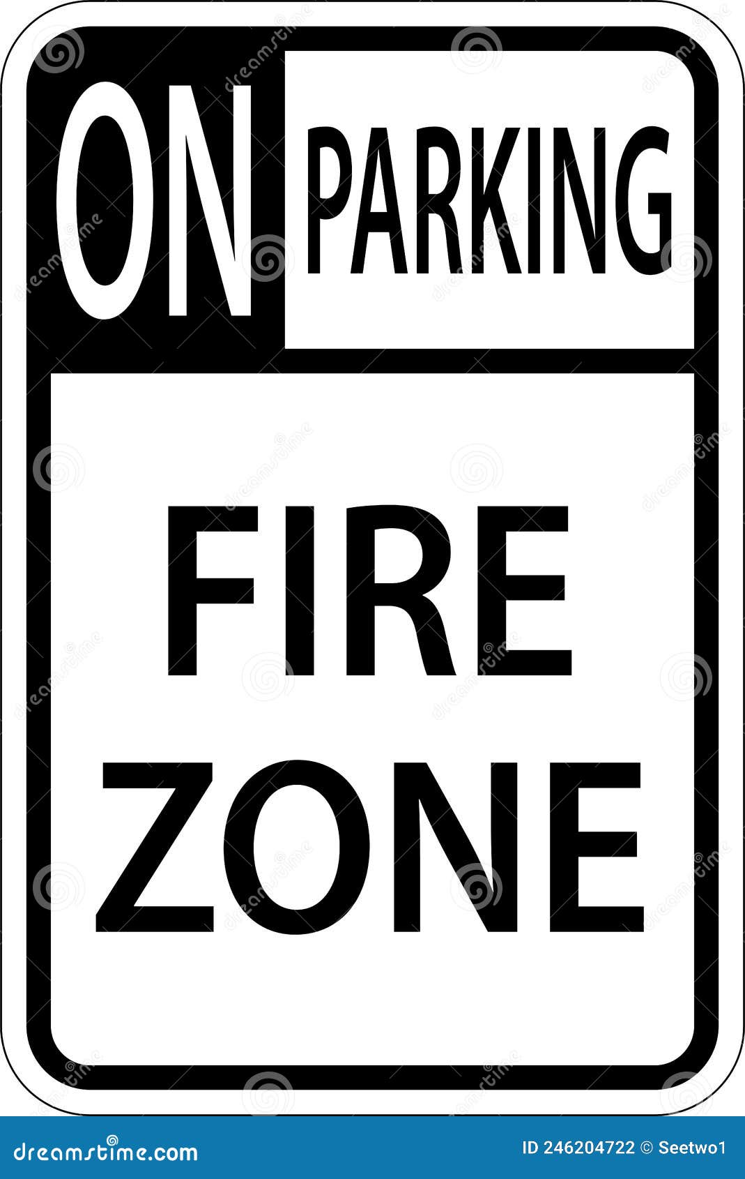 No Parking Fire Zone Sign on White Background Stock Vector ...