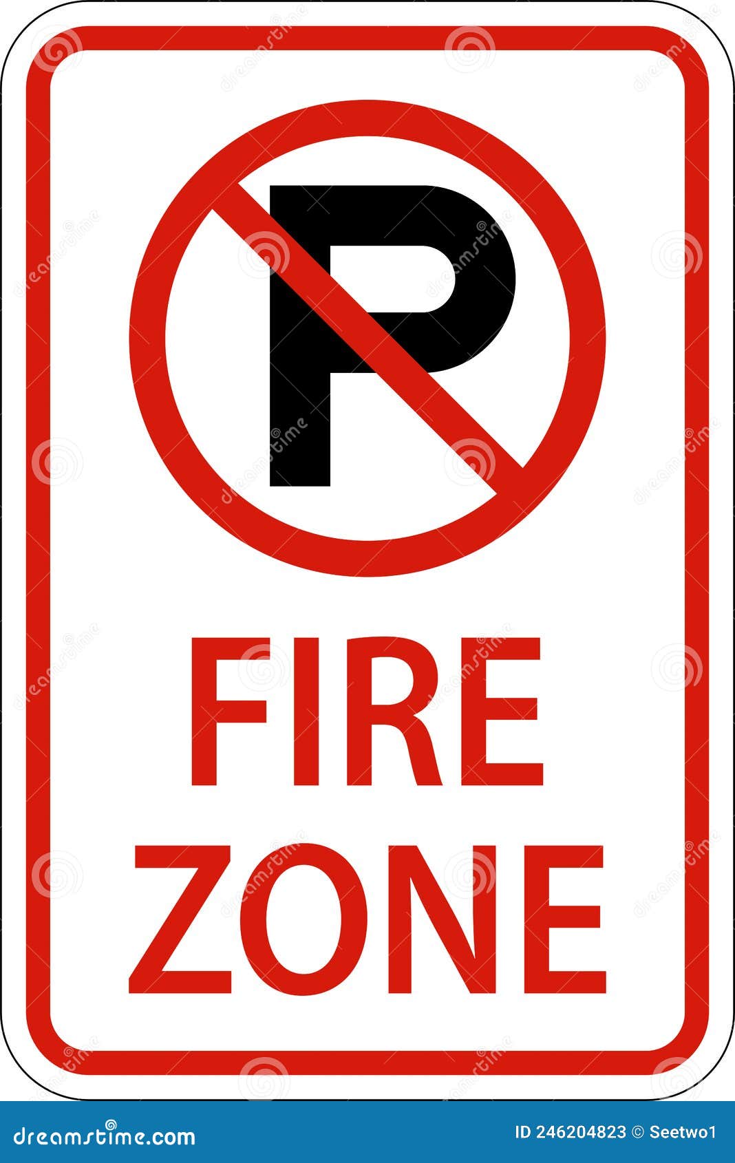 Fire Zone No Parking No Stopping Sign On White Background Cartoon ...