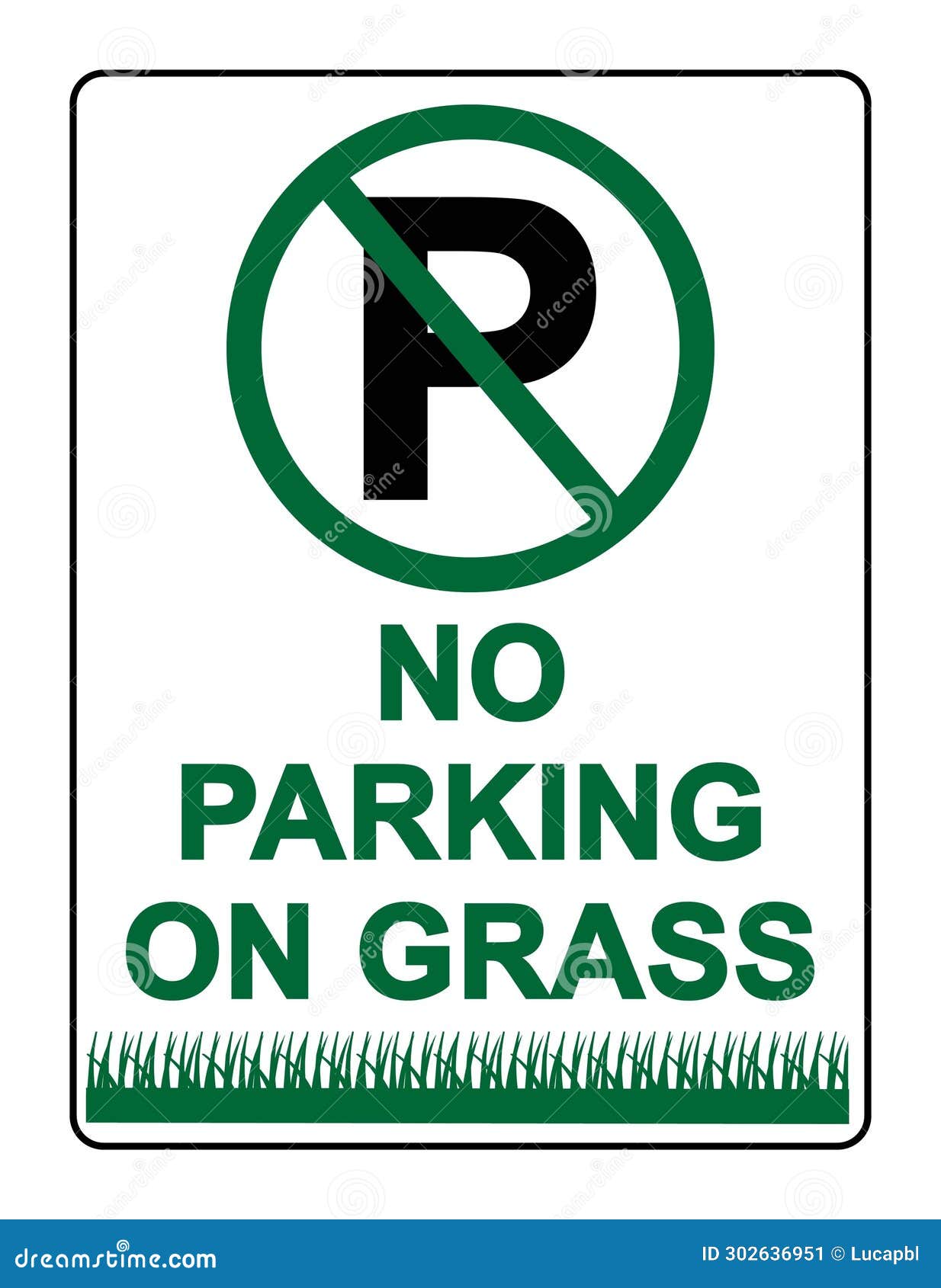 No Parking on Grass. Prohibition Sign with Symbol and Text. Stock ...