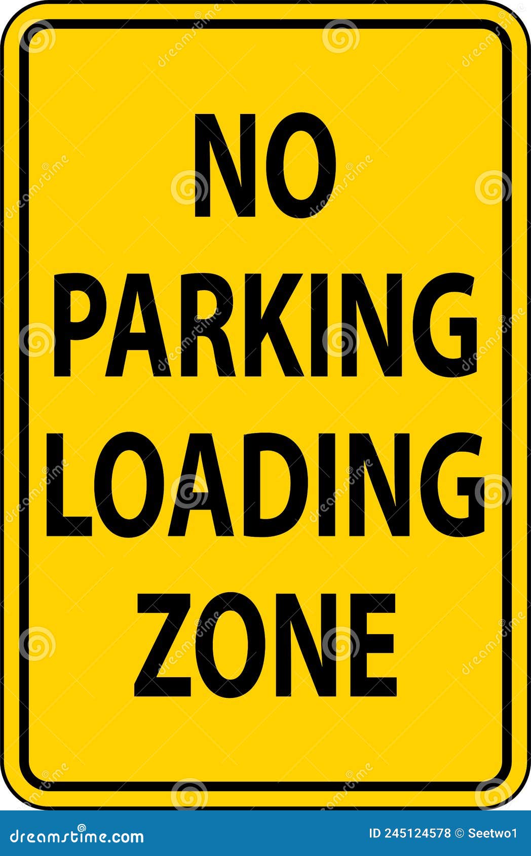 No Parking Loading Zone Sign on White Background Stock Vector ...