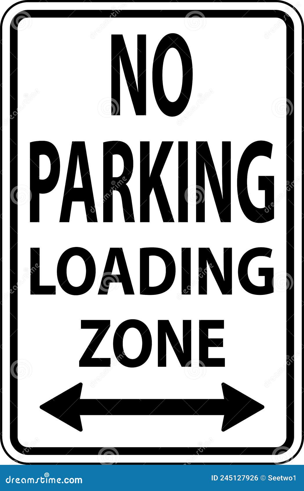 No Parking Loading Zone Sign on White Background Stock Vector ...