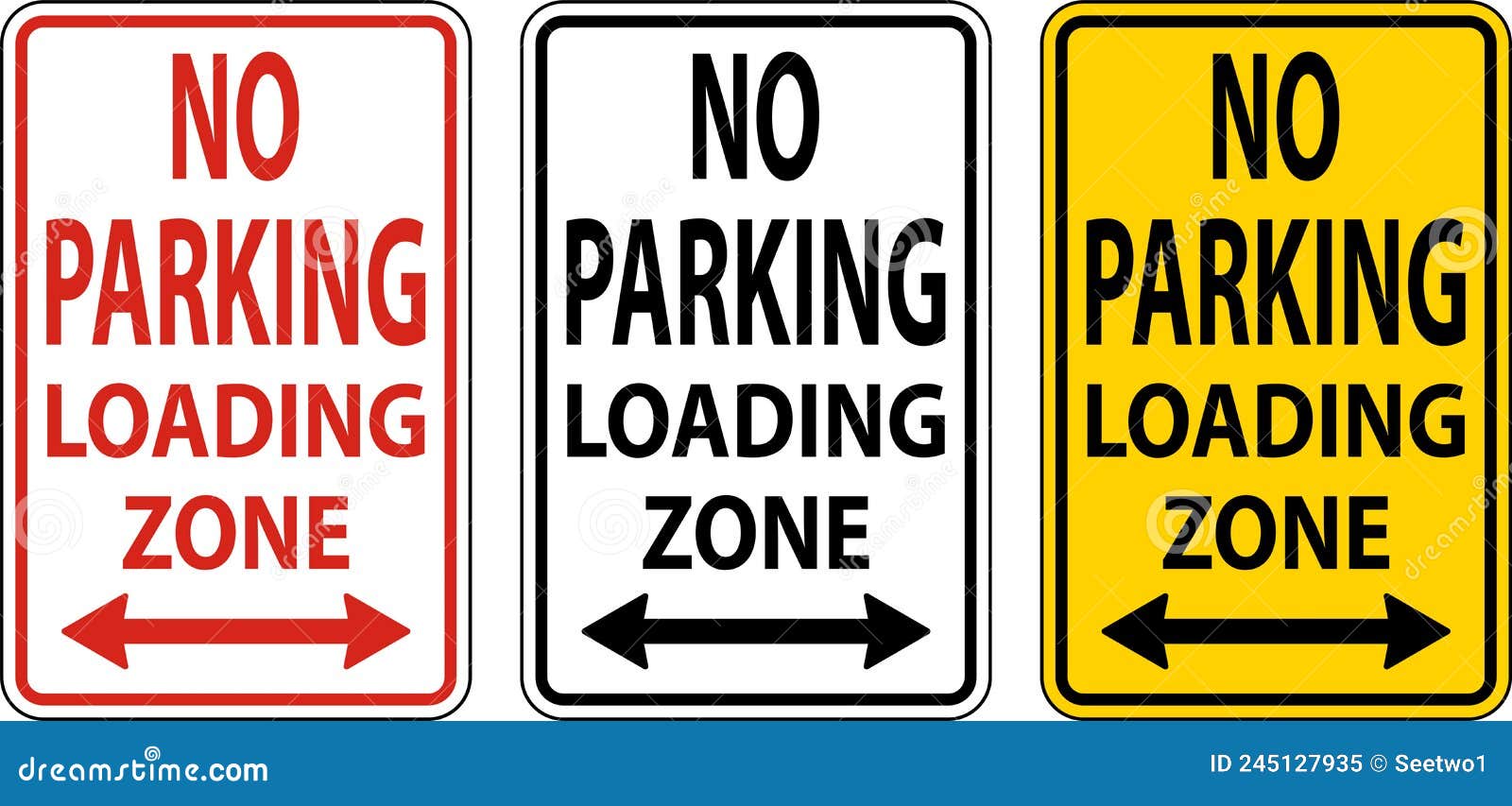 No Parking Loading Zone Sign on White Background Stock Vector ...