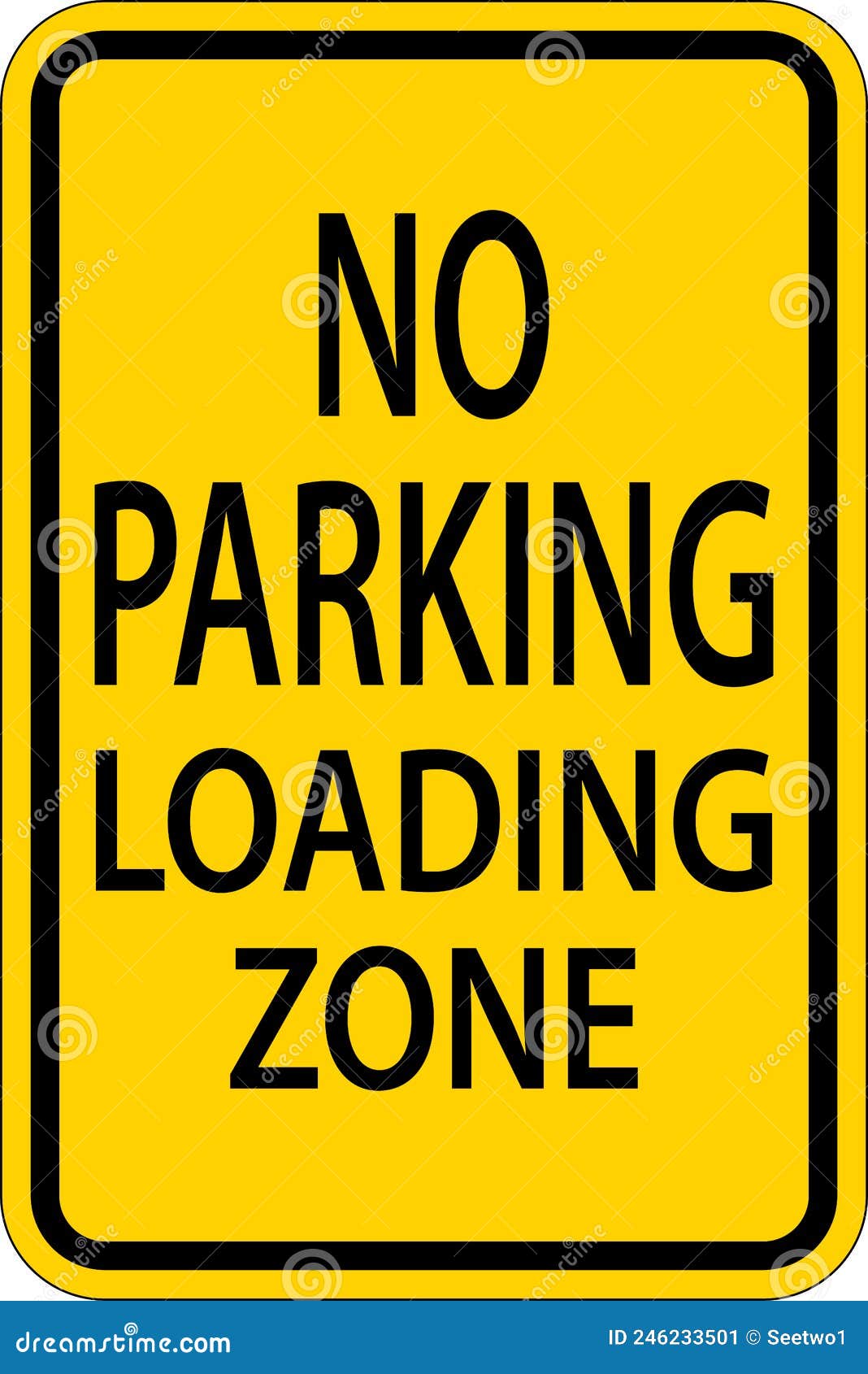 No Parking Loading Zone Sign on White Background Stock Vector ...