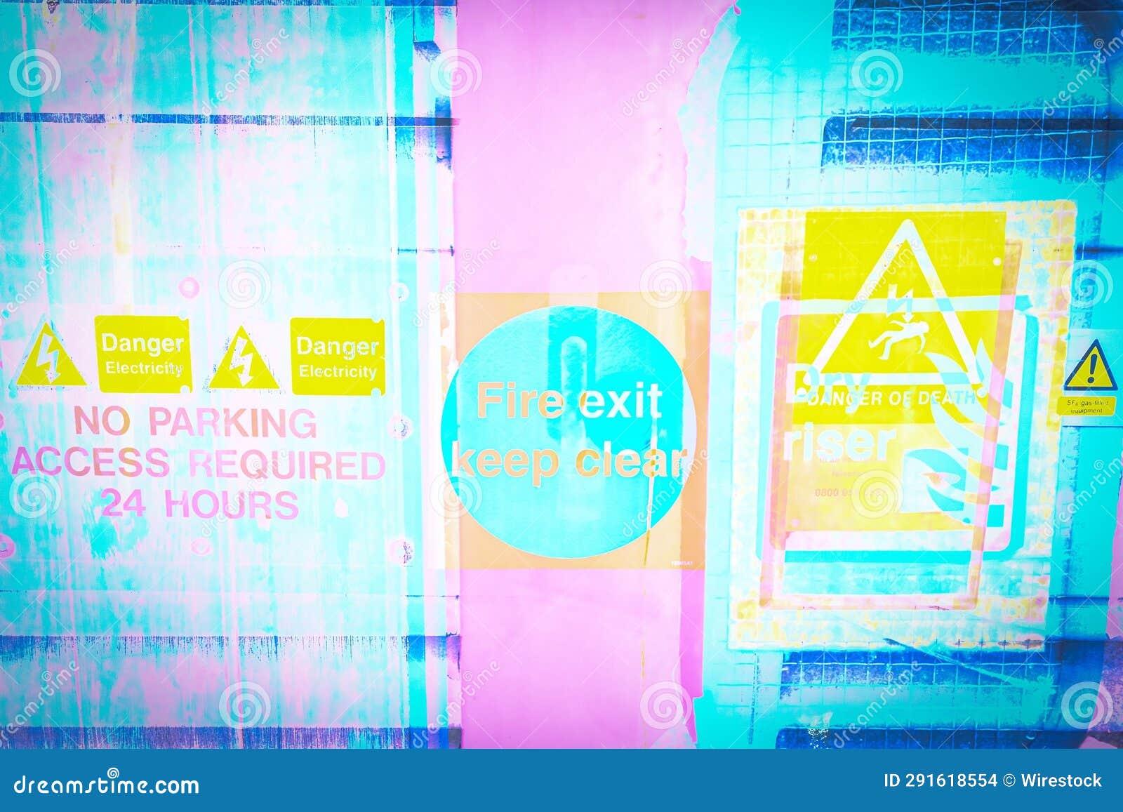 No Parking Lot Sign with a Multiple Exposure Effect, with the Words ...