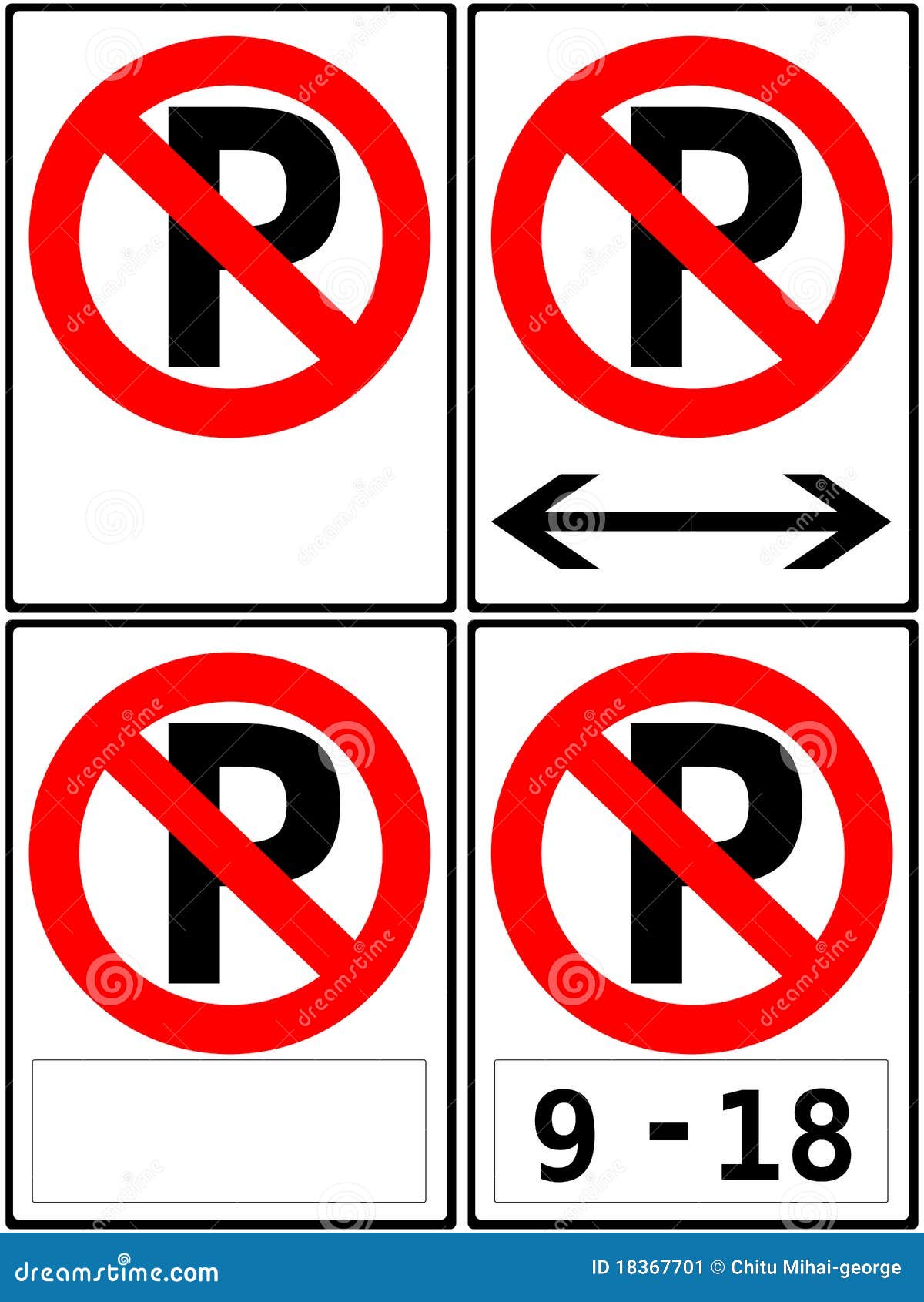 No Parking/Parking Restriction Signs Stock Illustration - Illustration ...
