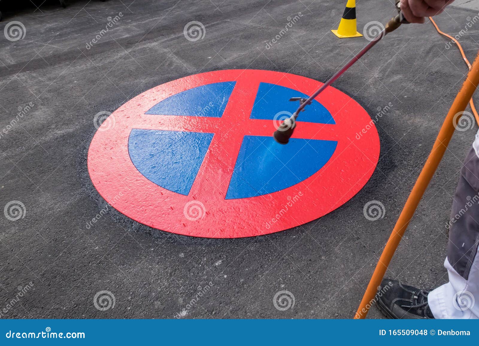 No Parking Sign on the Ground Stock Photo - Image of material, pattern ...