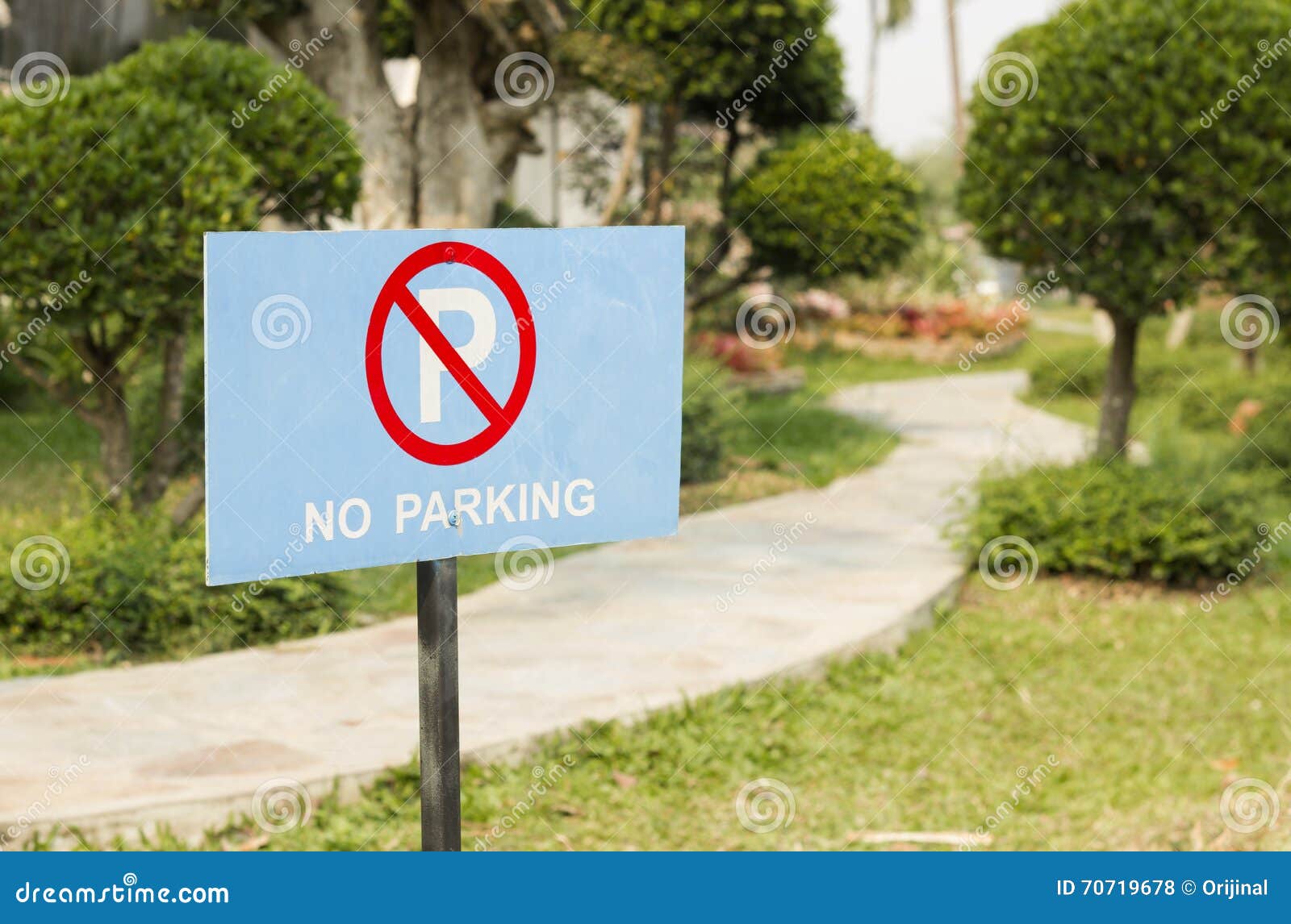 No Parking Sign in the Park Stock Photo - Image of control, arrow: 70719678