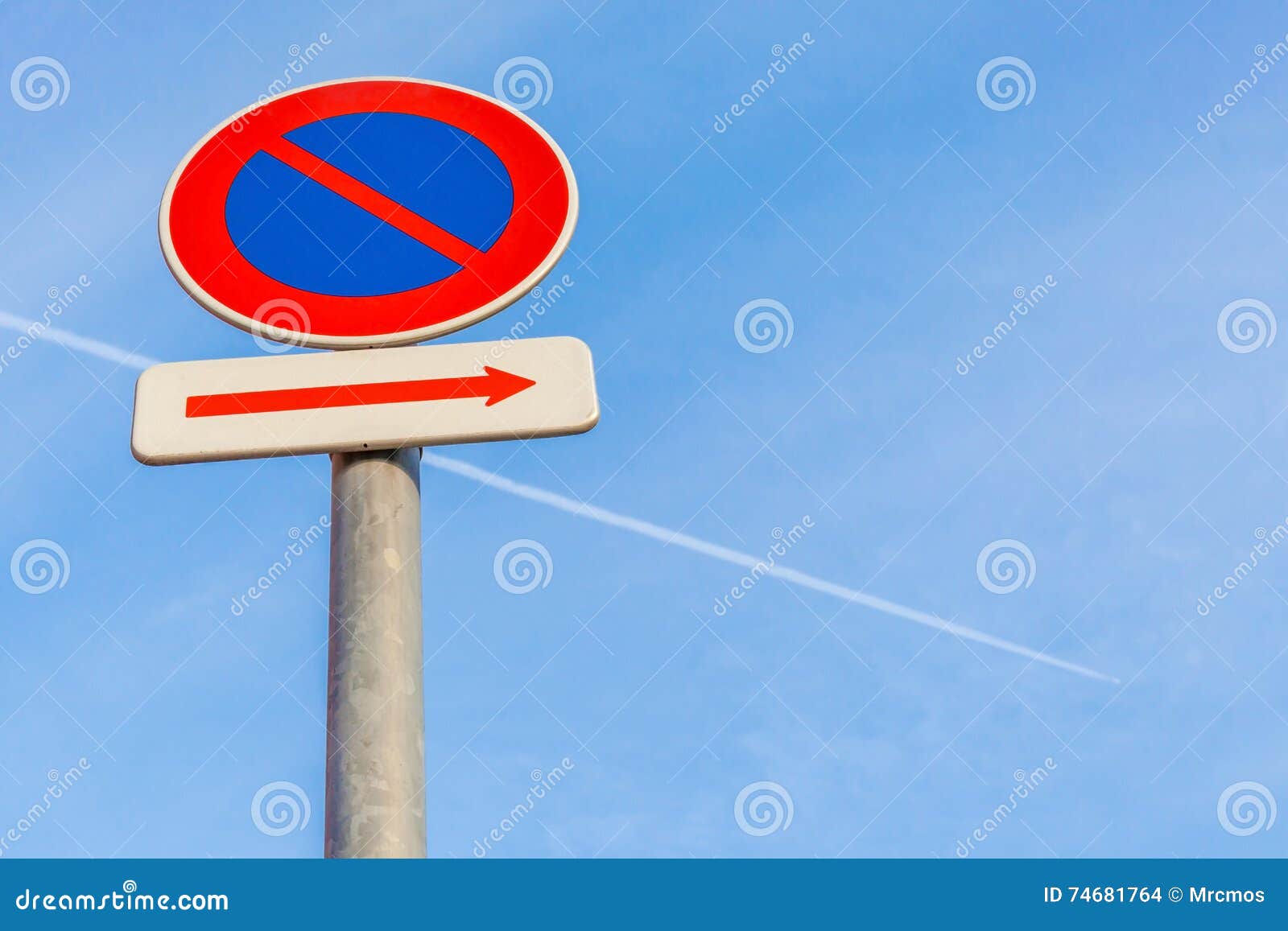 No Parking Traffic Sign with Clear Blue Sky. Stock Photo - Image of ...