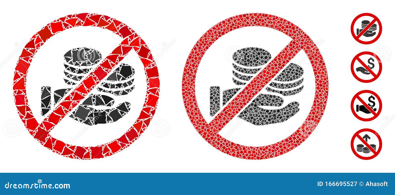 No Pay Coins Mosaic Icon of Irregular Items Stock Vector - Illustration ...