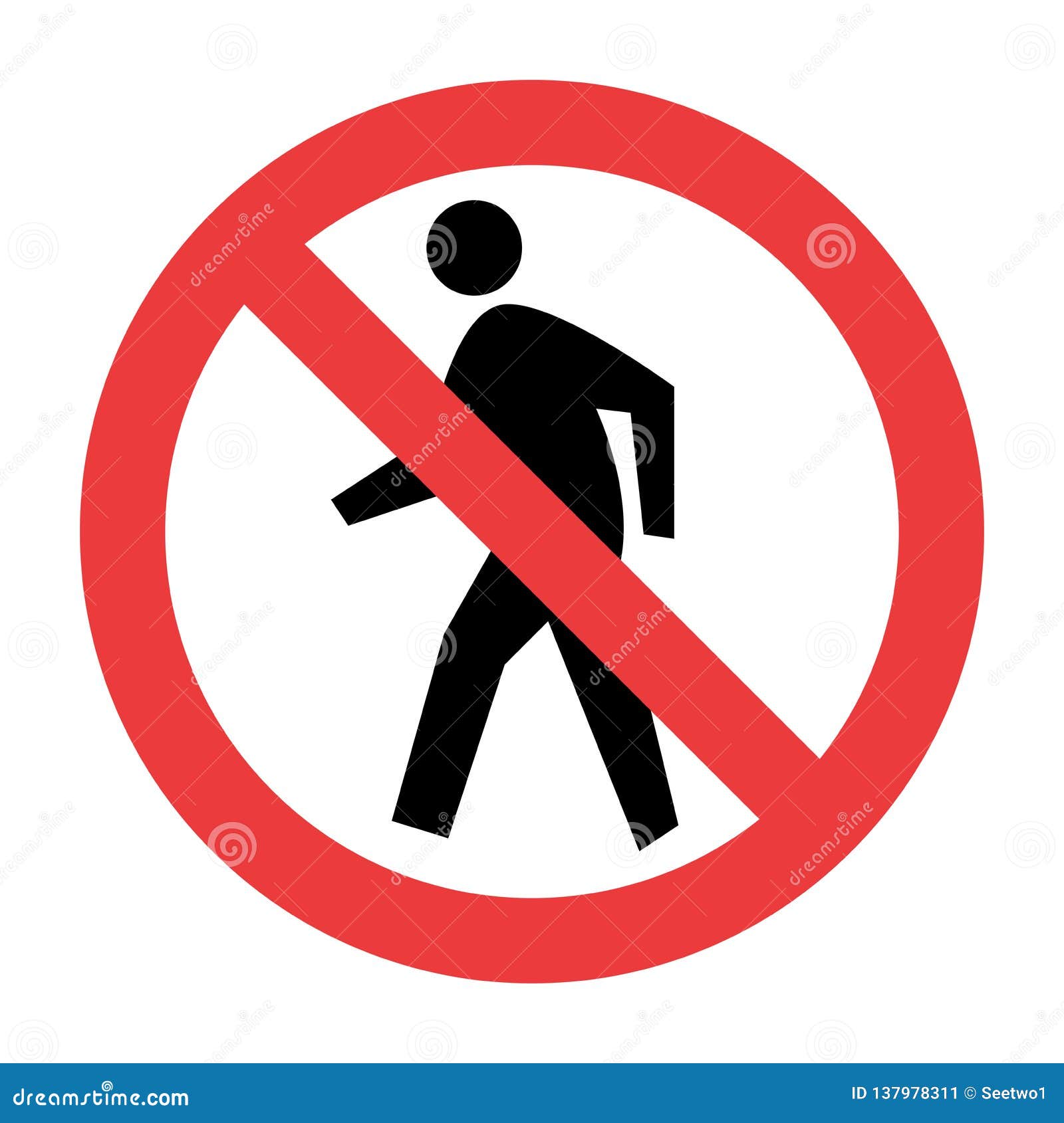 No Pedestrian Traffic Sign stock vector. Illustration of stop - 137978311