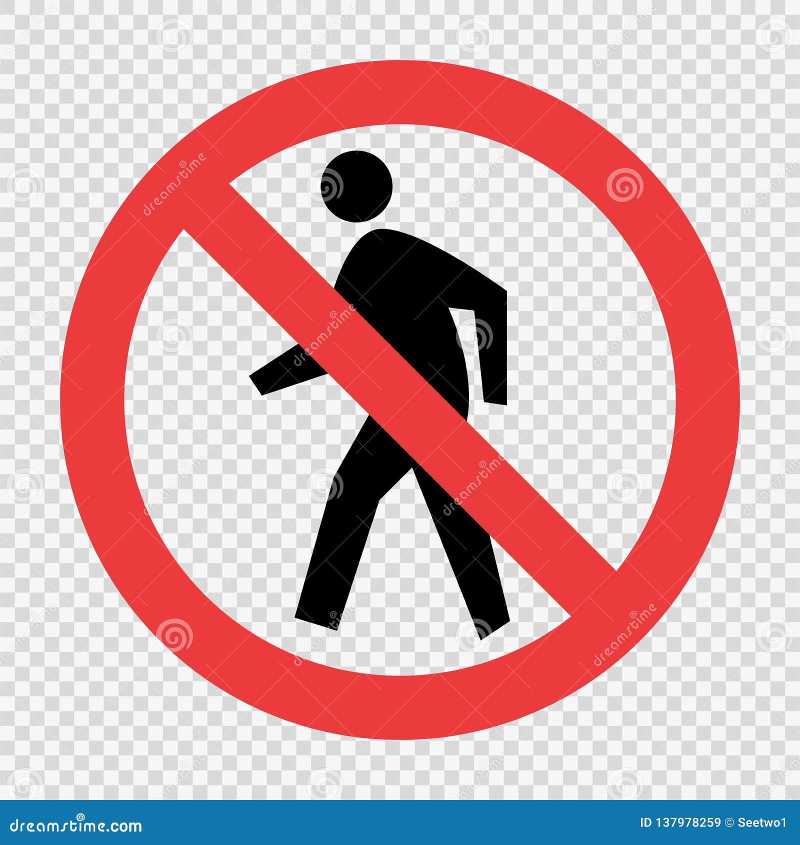 No Pedestrian Traffic Sign on Transparent Background Stock Vector ...