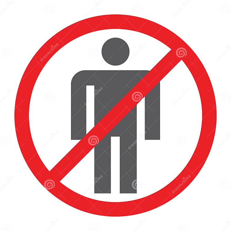 No People Glyph Icon, Prohibited and Ban, No Human Sign, Vector ...