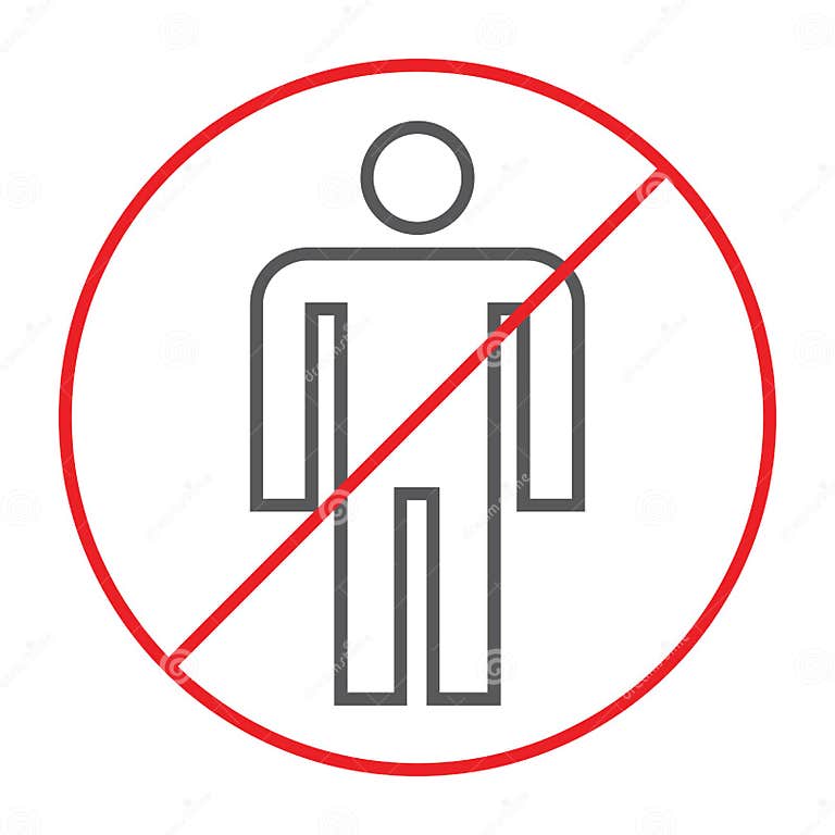 No People Thin Line Icon, Prohibited and Ban, No Human Sign, Vector ...