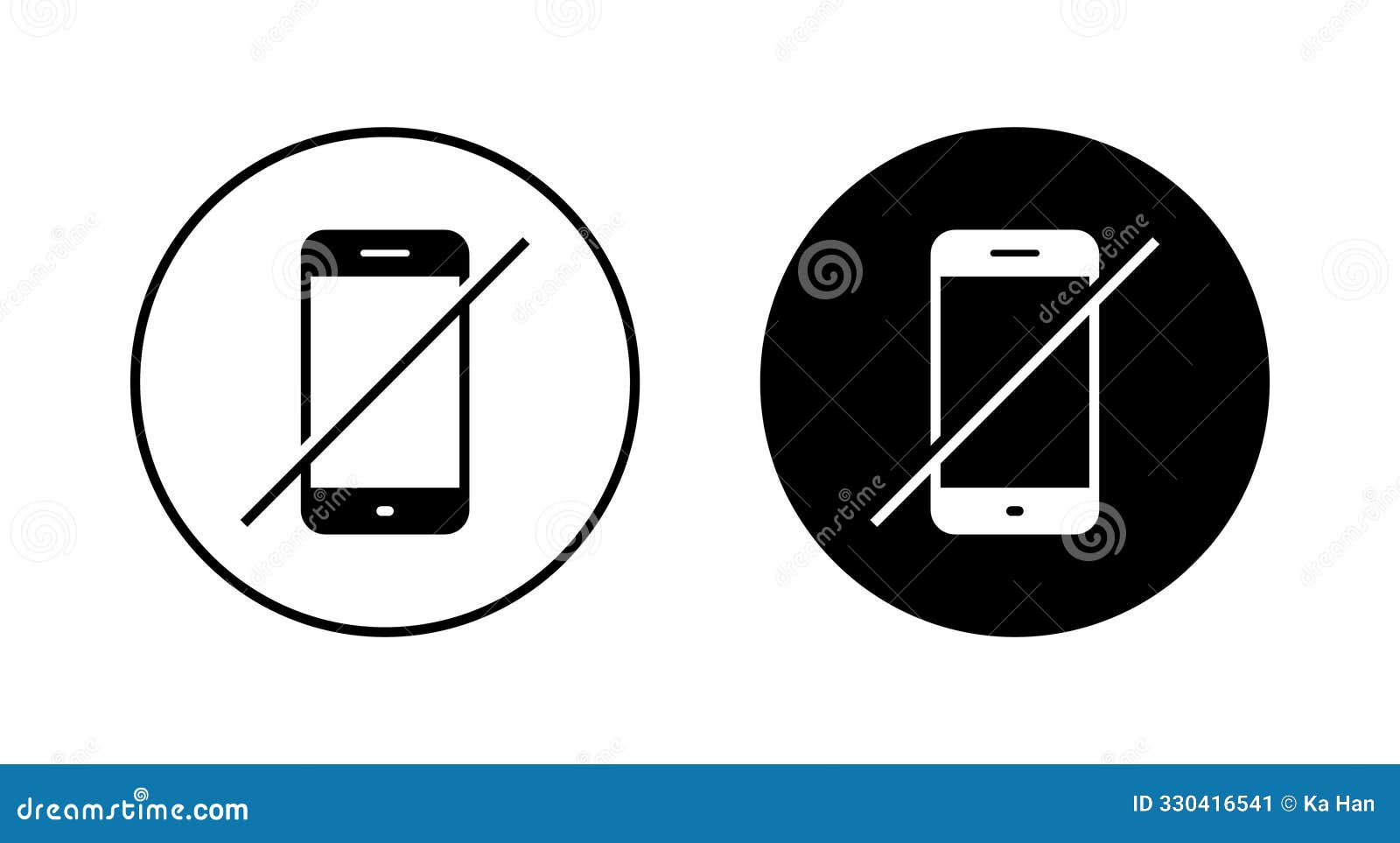 No Phone Sign Icon on Black Circle. Off Cellphone Symbol Stock ...