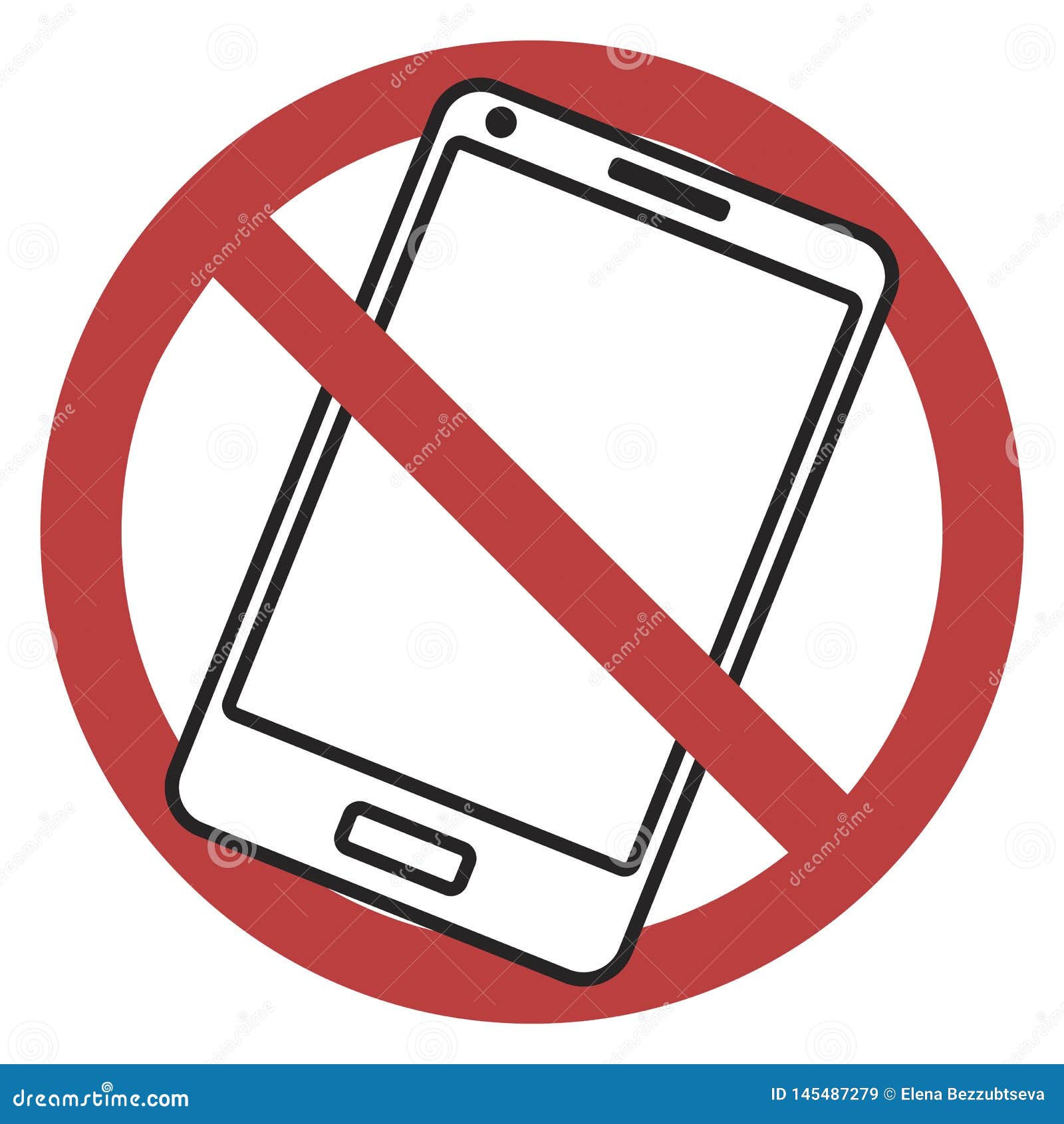 No Phone Sign. No Talking and Calling Icon Stock Vector - Illustration ...
