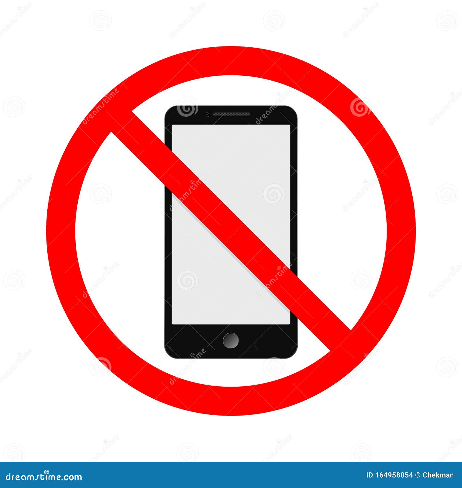 No Phone, No Smartphone Sign on White Background Stock Illustration ...