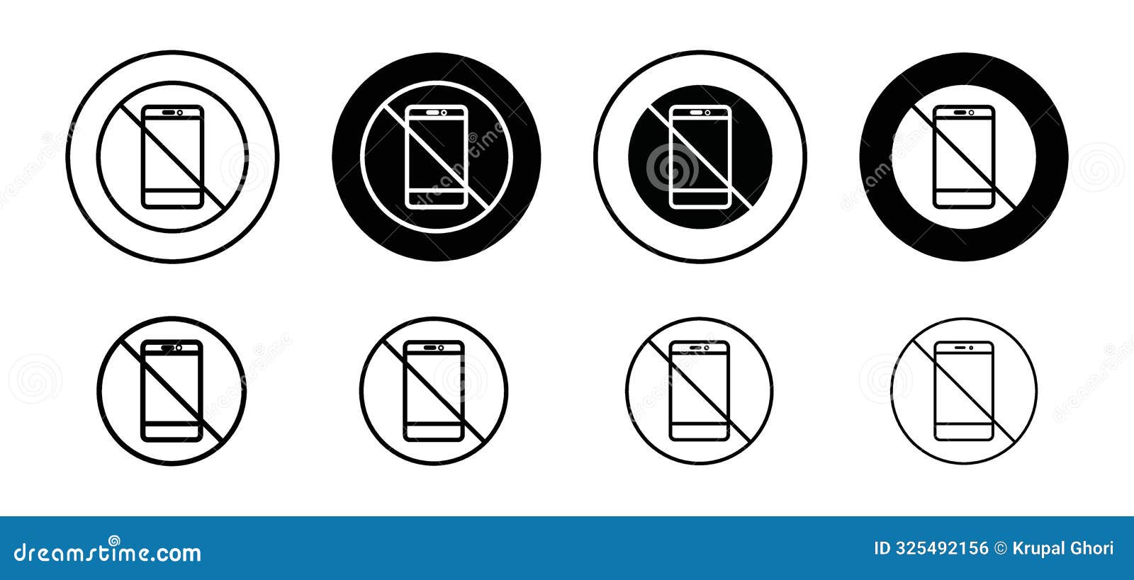No Phone Vector Icon Set Collection. No Phone Outline Flat Icon Stock ...