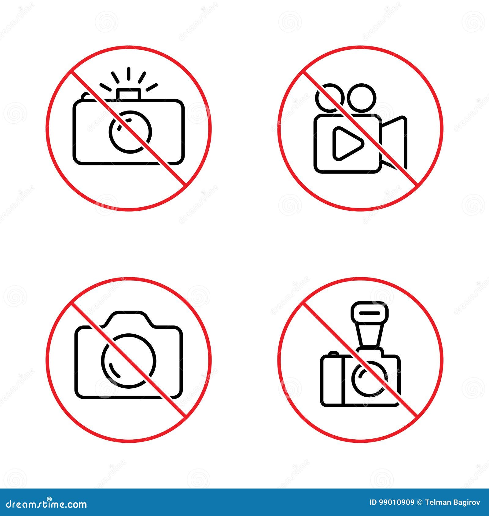 No Photo and Video Signs Set on White Background Stock Illustration ...