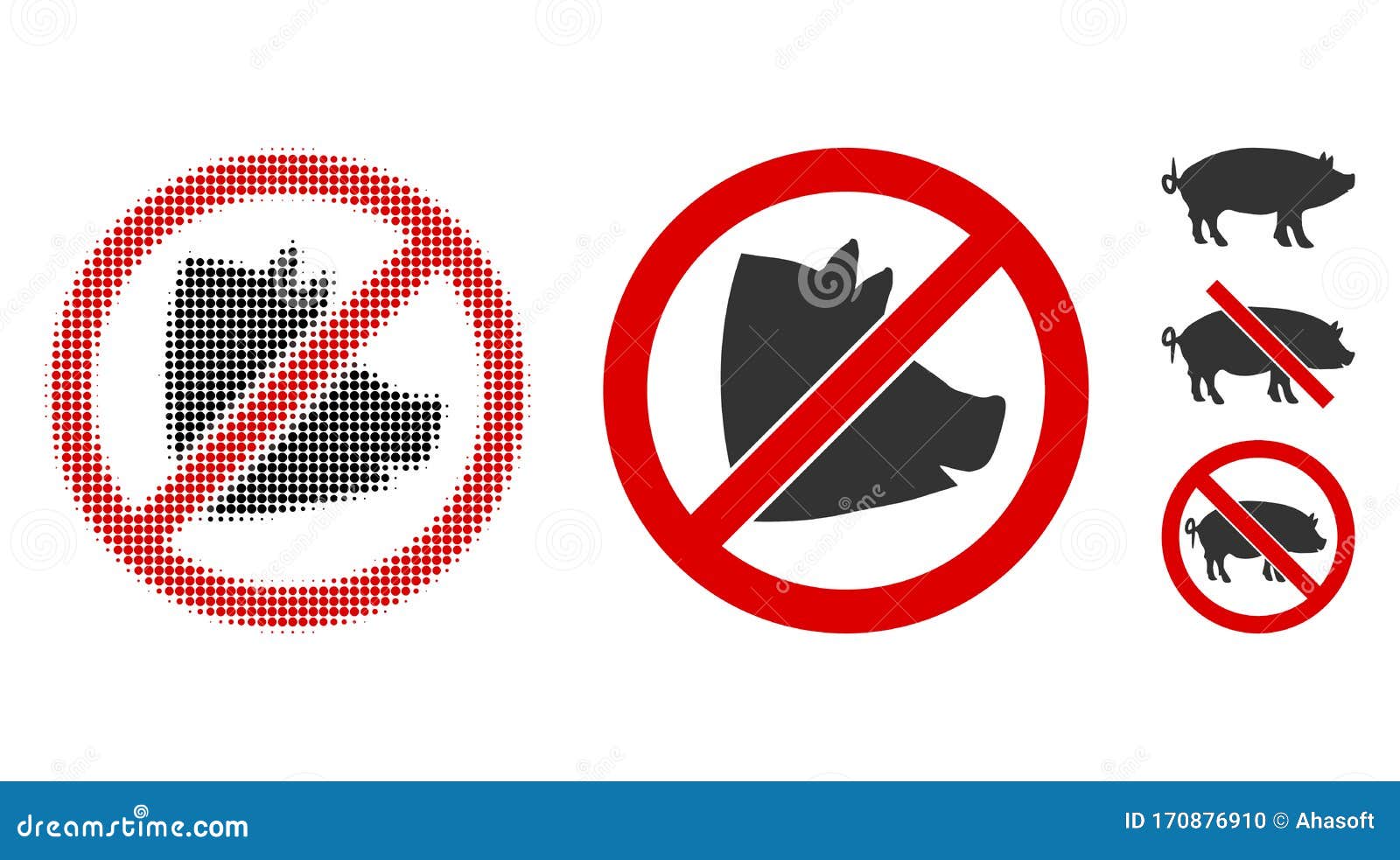 No Pig Halftone and Solid Icon Stock Vector - Illustration of dots ...