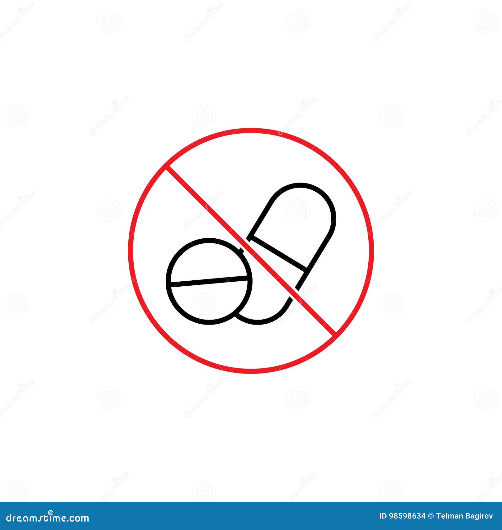 No Pills Sign on White Background Stock Illustration - Illustration of ...