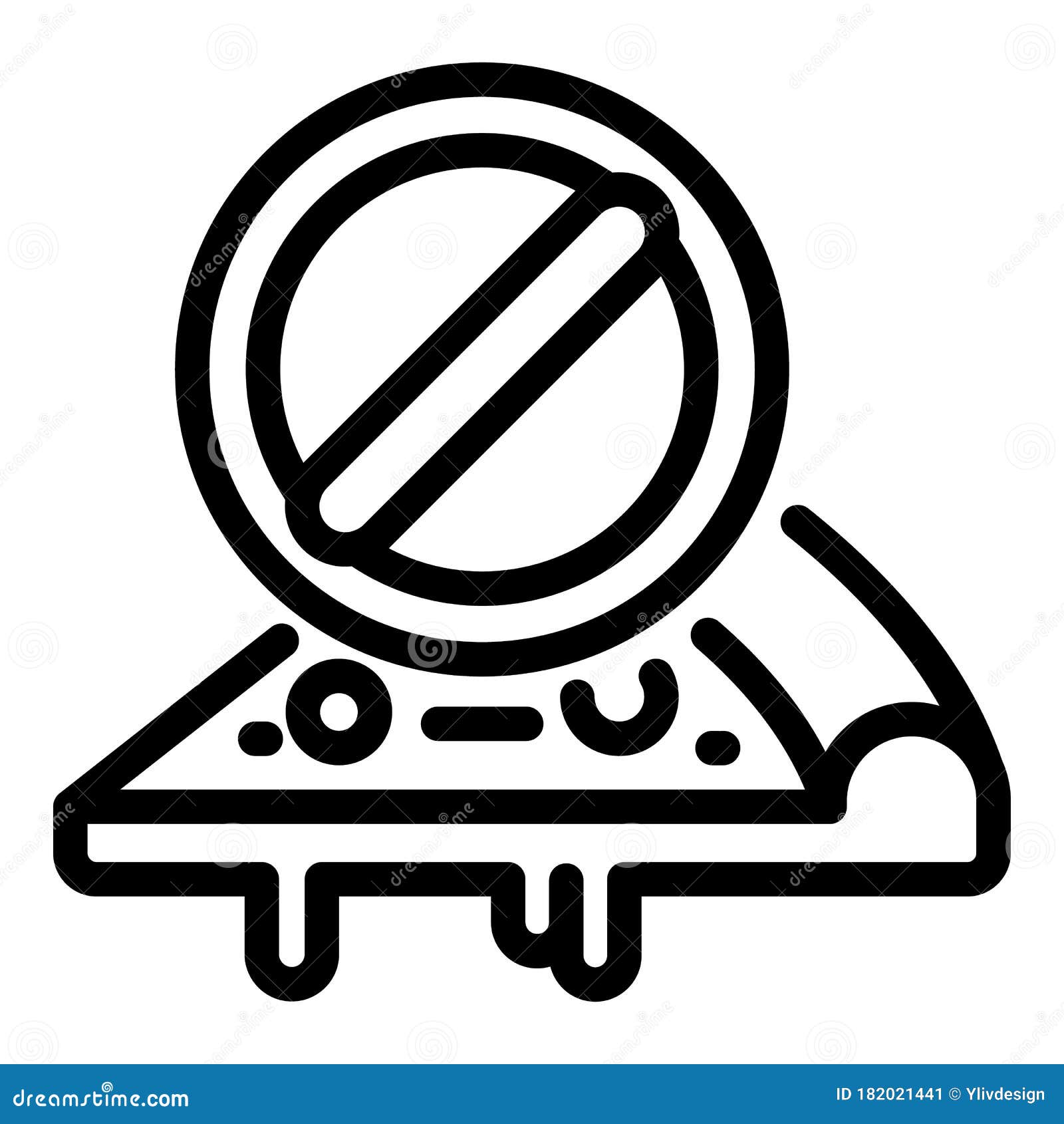 No Pizza Icon, Outline Style Stock Vector - Illustration of danger ...