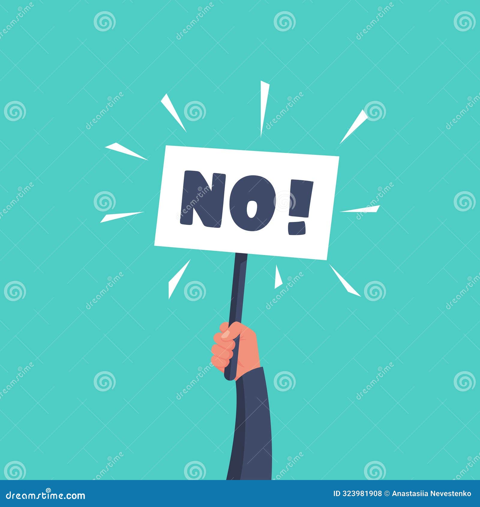 No Placard in Hand Man. Banner in the Human Hand. Vector Illustration ...