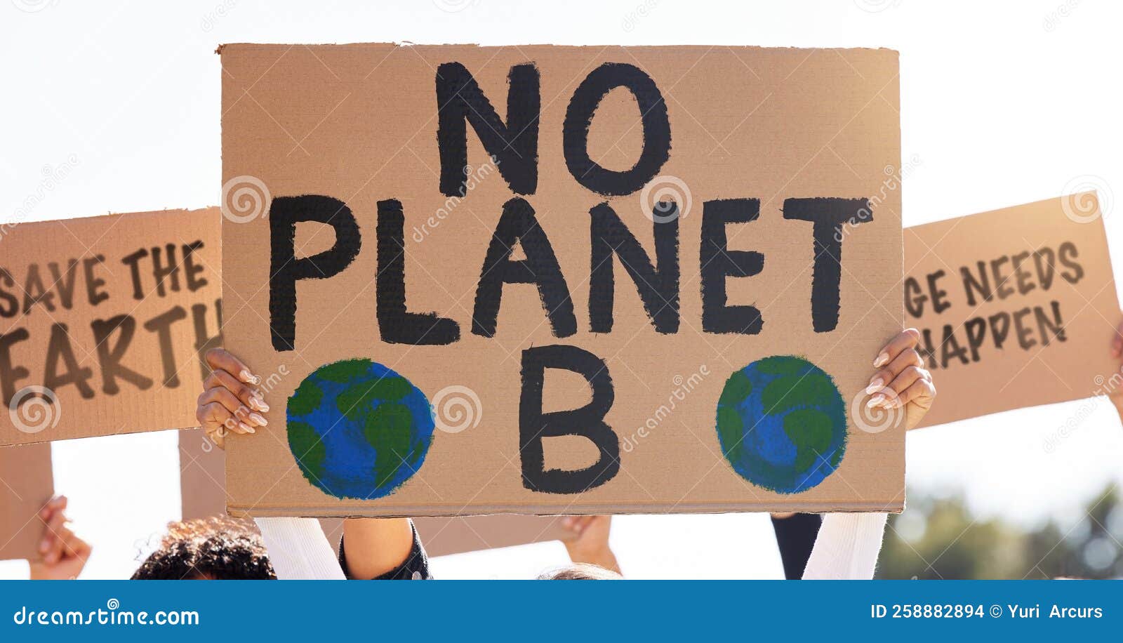 No Planet, No Life. a Group of People Protesting Climate Change. Stock ...